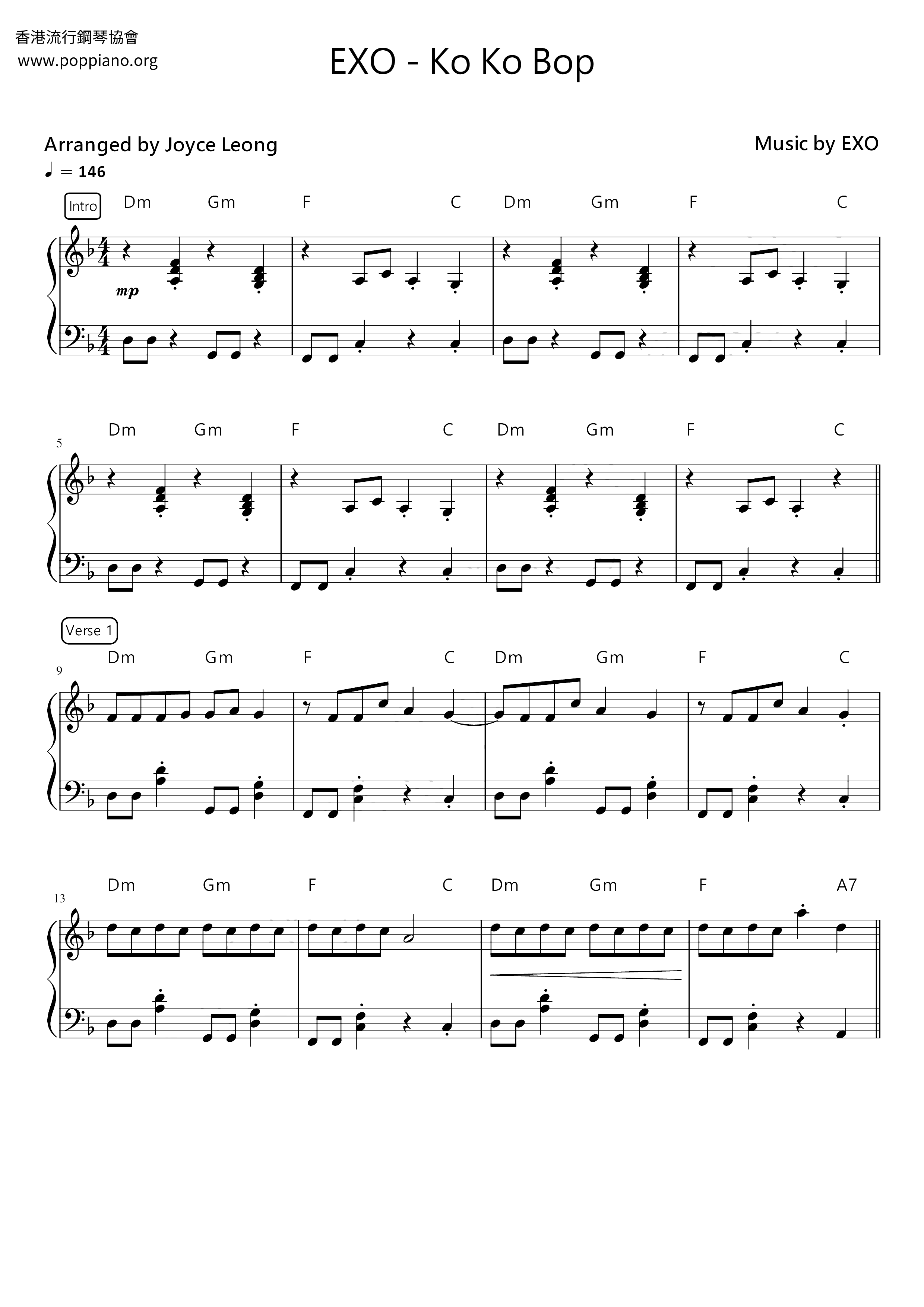 EXO-Ko Ko Bop Sheet Music pdf, - Free Score Download ★