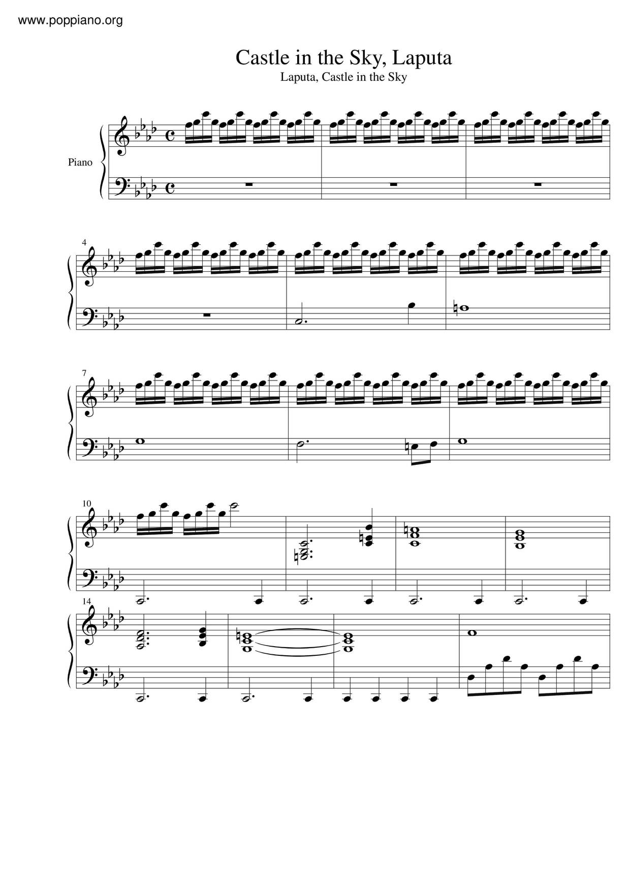 Joe Hisaishi-Laputa: Castle In The Sky - Carrying You Sheet Music pdf, -天空の城ラピュタ (君をのせて) 楽譜 (ひさい ...