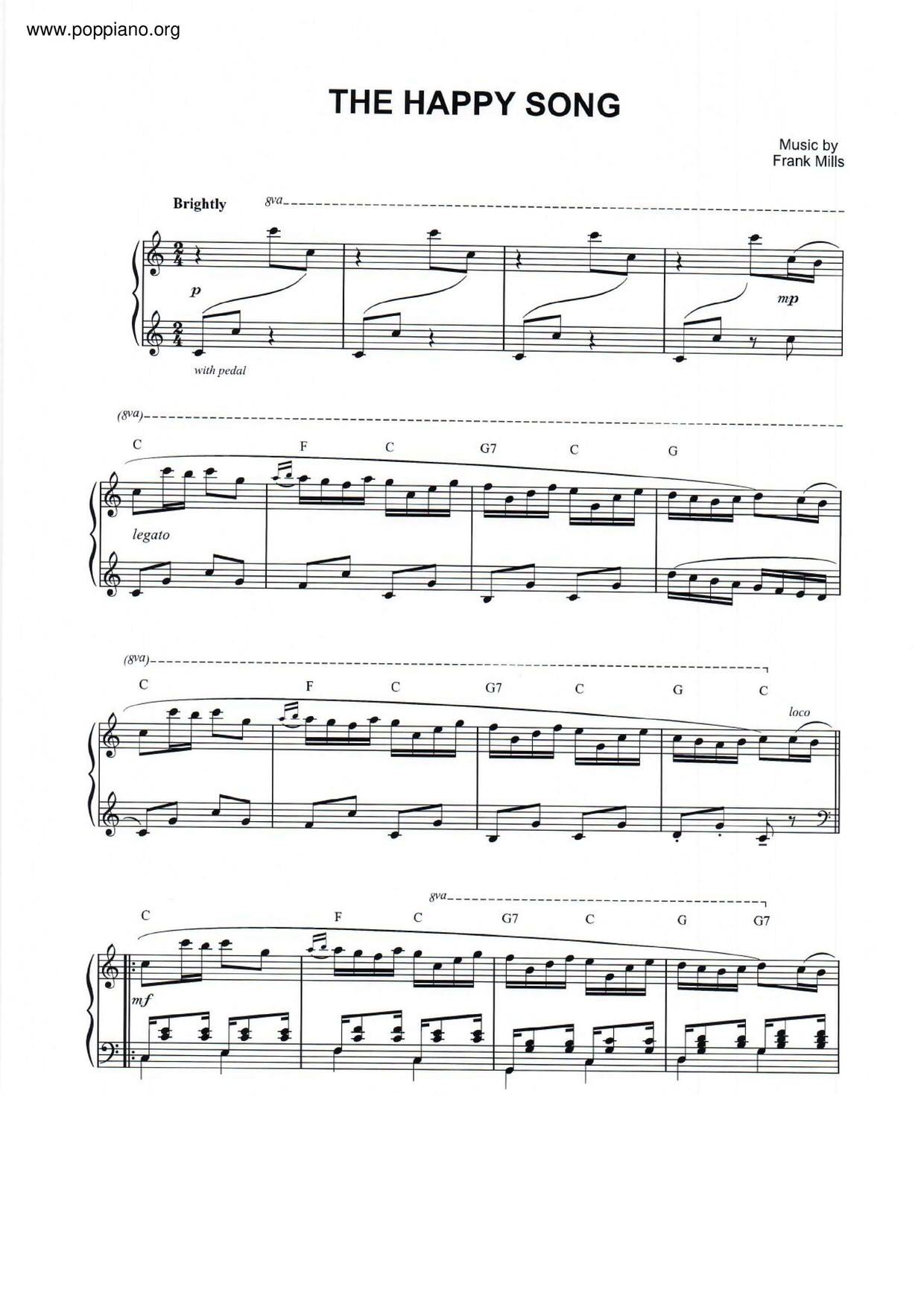 Frank Mills-The Happy Song Sheet Music pdf, - Free Score Download ★