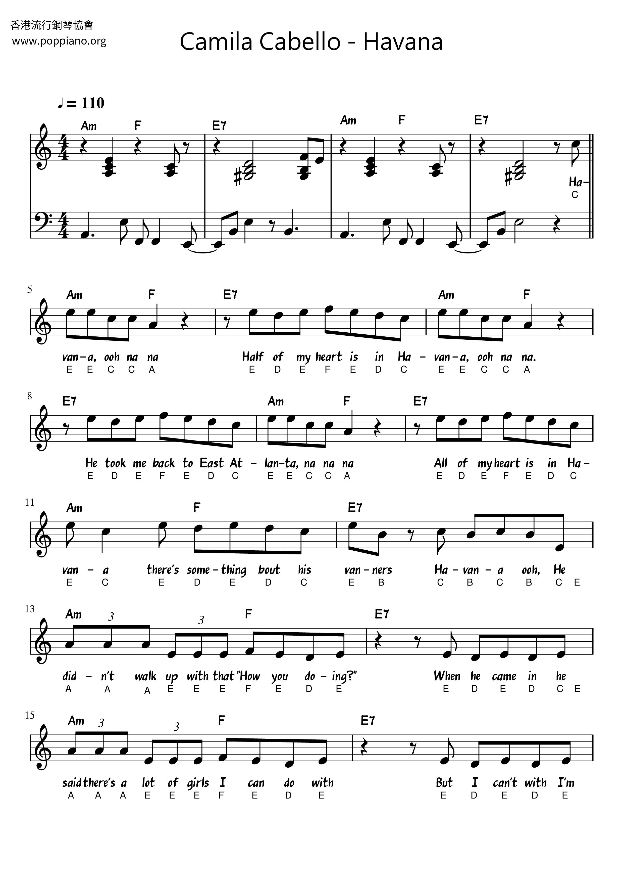 HavanaPDF琴谱免费下载 | 香港流行钢琴协会 ★