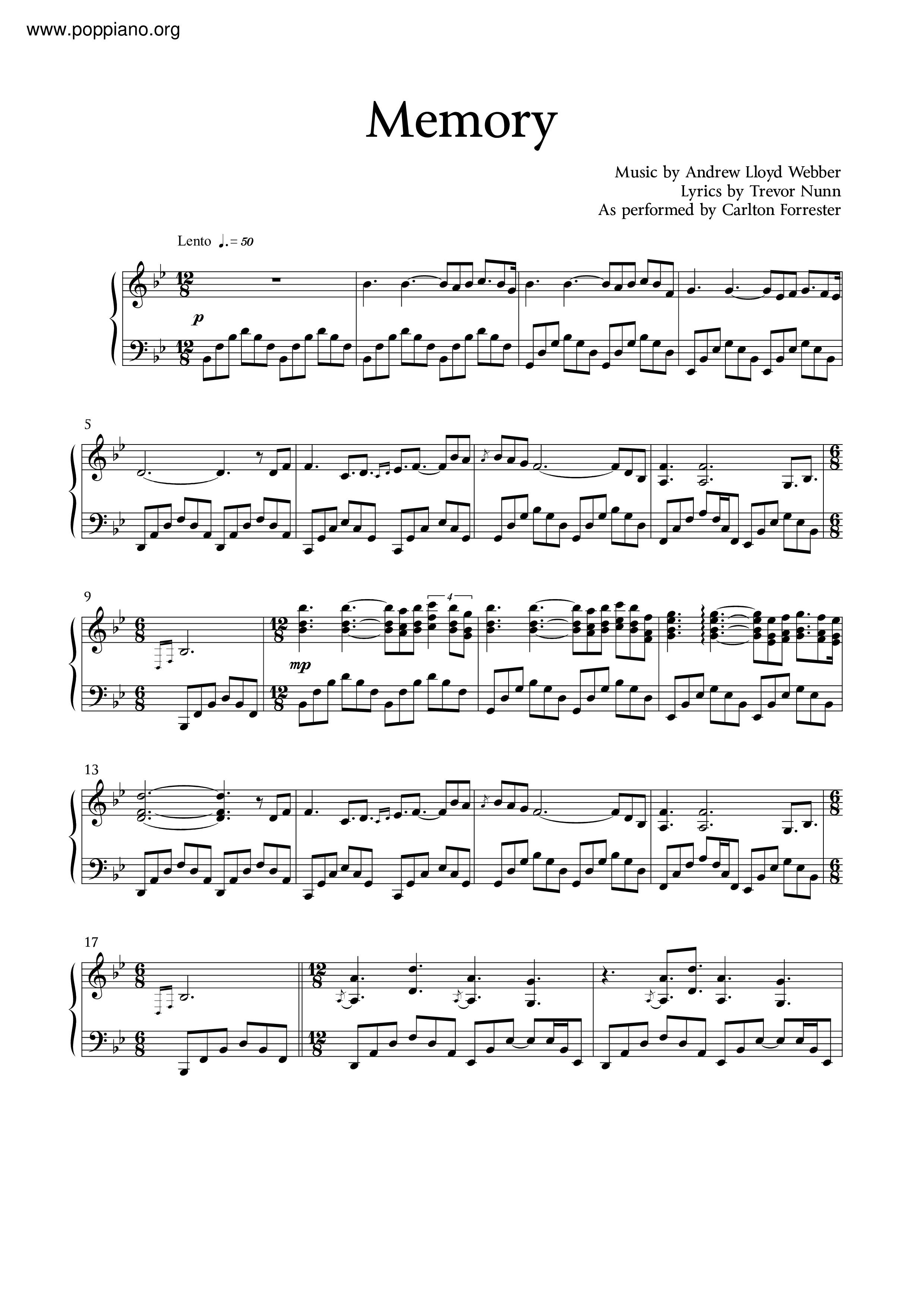 ★Barbra Streisand, Andrew Lloyd Webber - Memory (Cats) ピアノ譜pdf- 香港ポップ ...