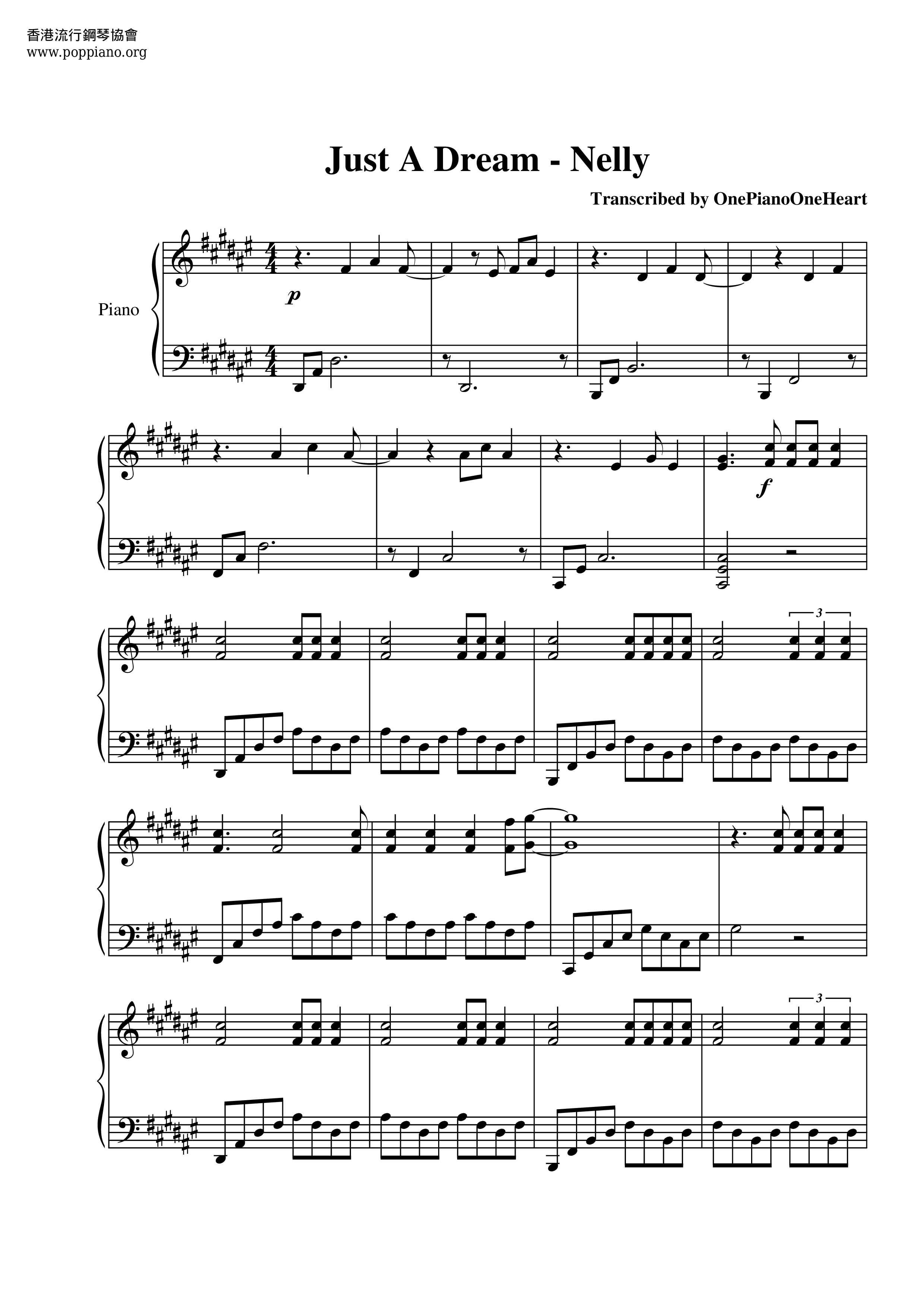 Nelly-Just A Dream Sheet Music pdf, - Free Score Download ★