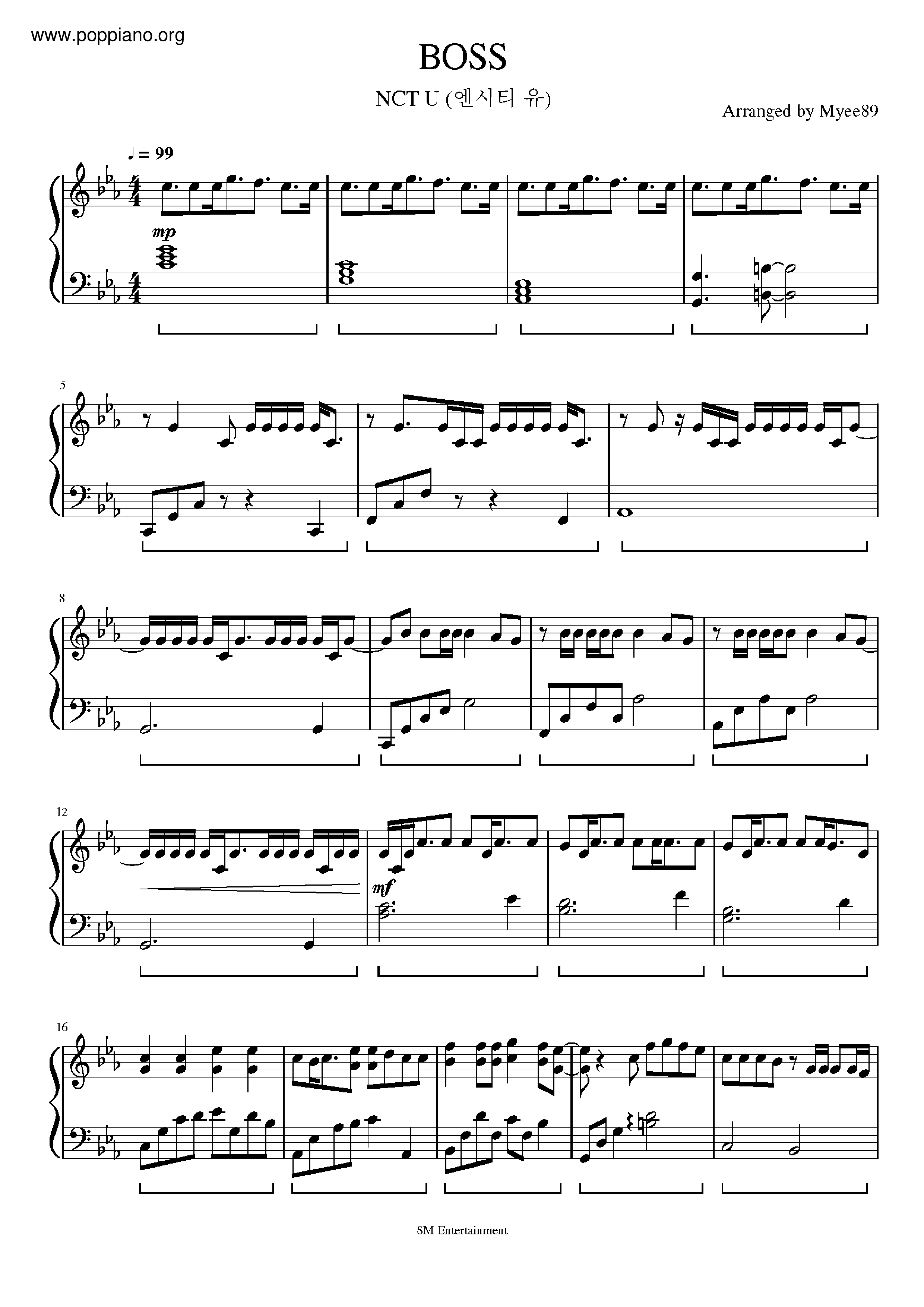 boss | Sheet Music | Piano Score Free PDF Download | HK Pop Piano Academy