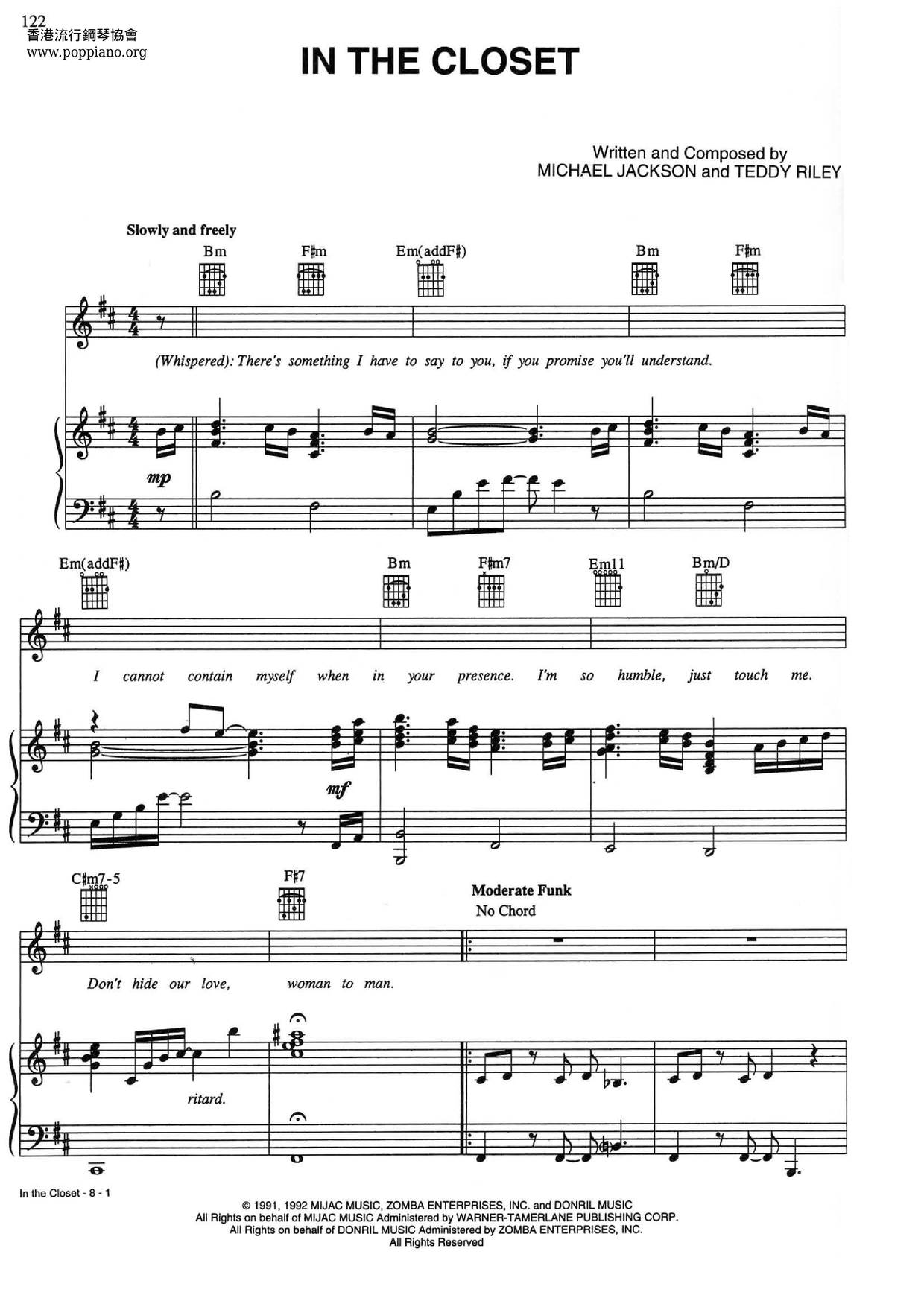 Michael Jackson-In The Closet Sheet Music pdf, - Free Score Download ★