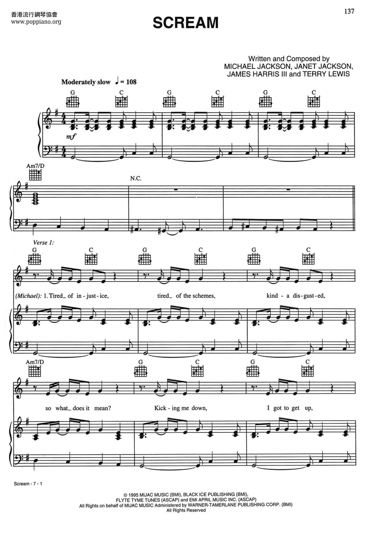 Michael Jackson-Scream Sheet Music pdf, - Free Score Download ★