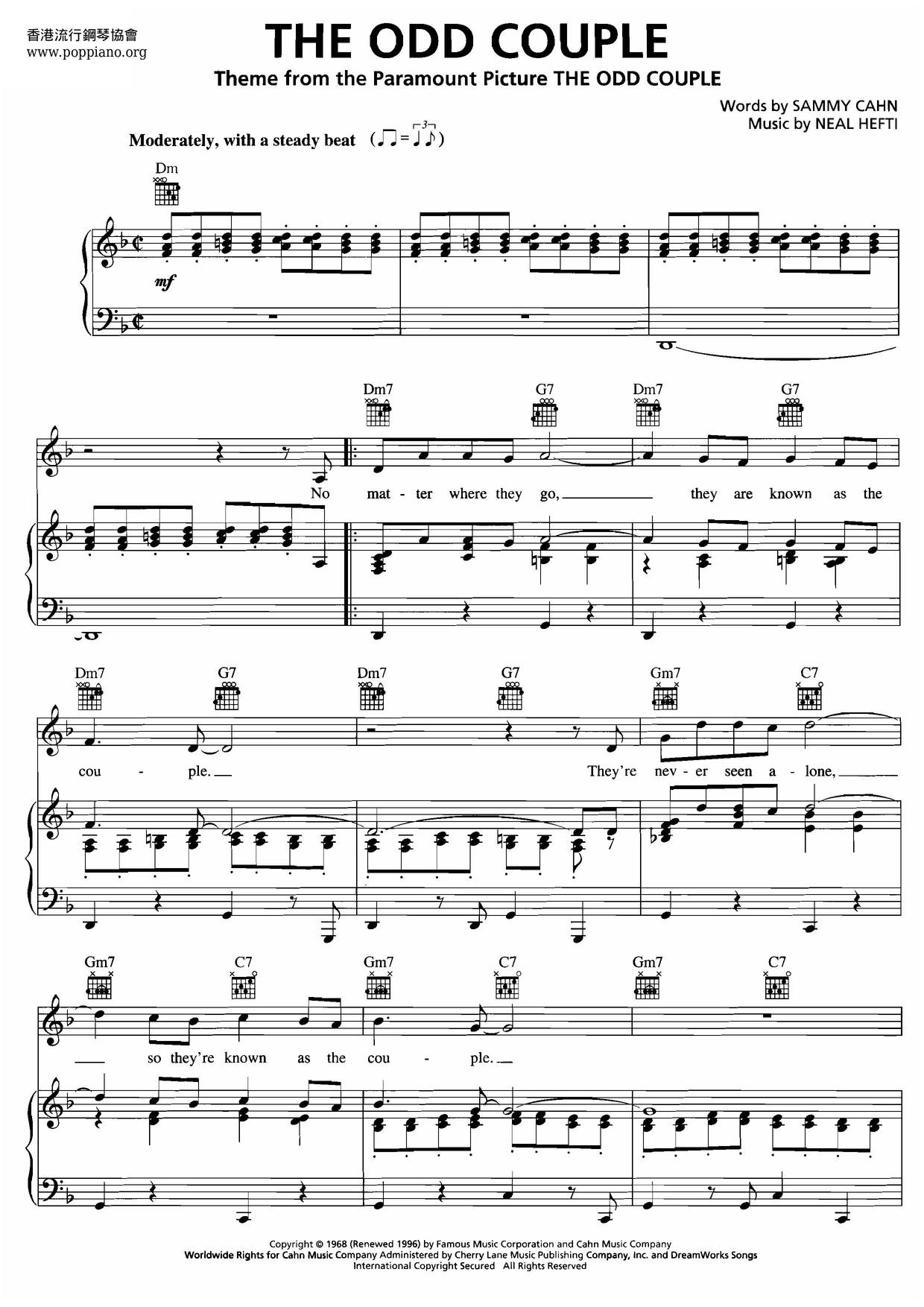 Movie Soundtrack-The Odd Couple Sheet Music pdf, - Free Score Download ★