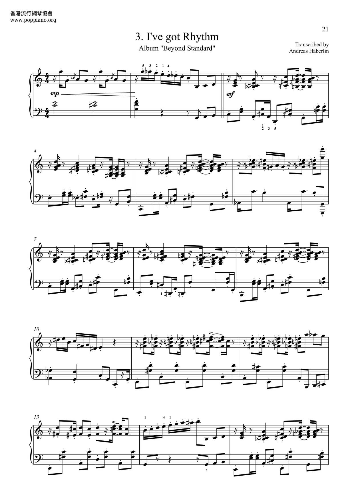 I've Got RhythmPDF琴谱免费下载 - 香港流行钢琴协会 ★