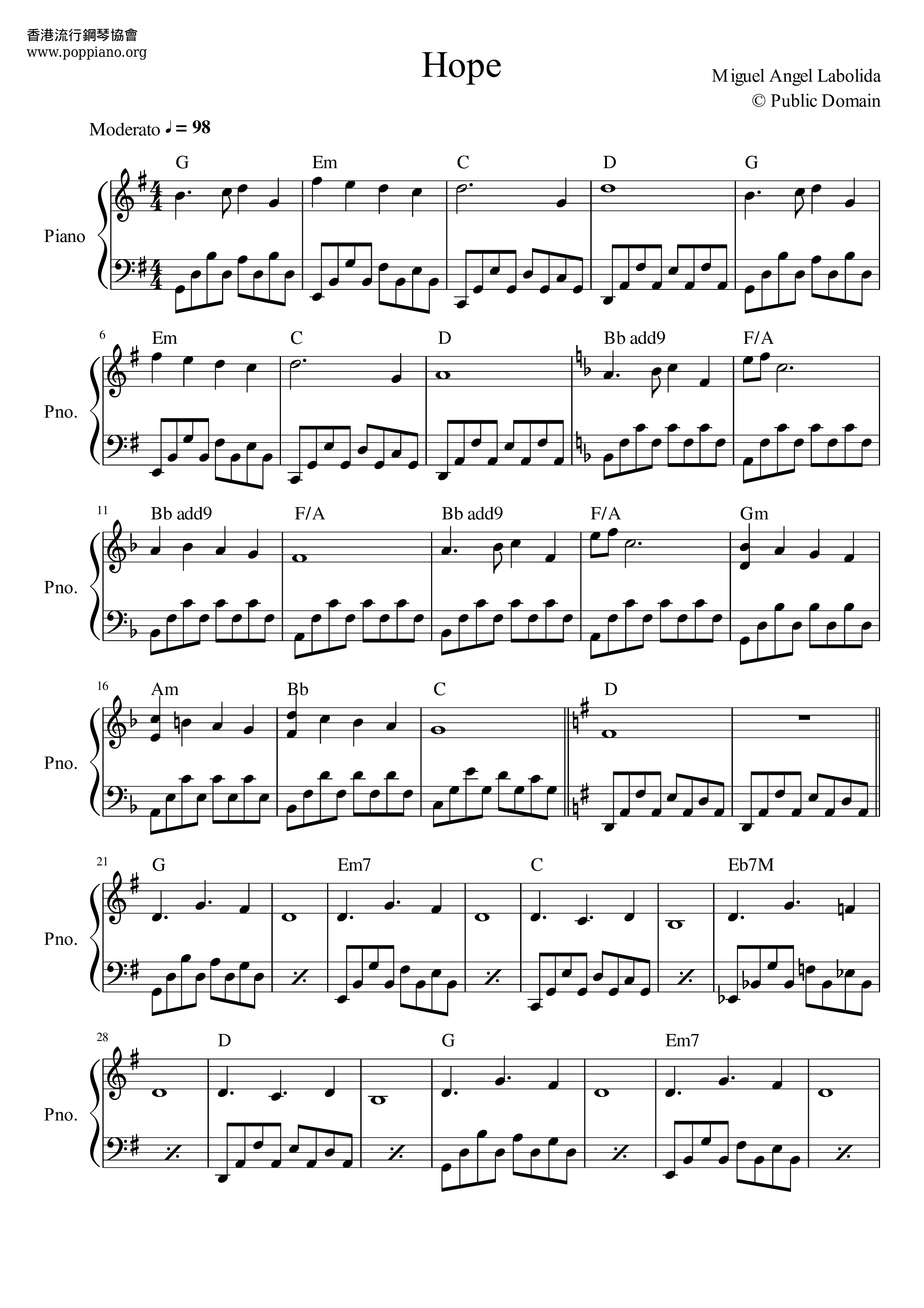 Hope- PDF琴譜免費下載 | 香港流行鋼琴協會 ★