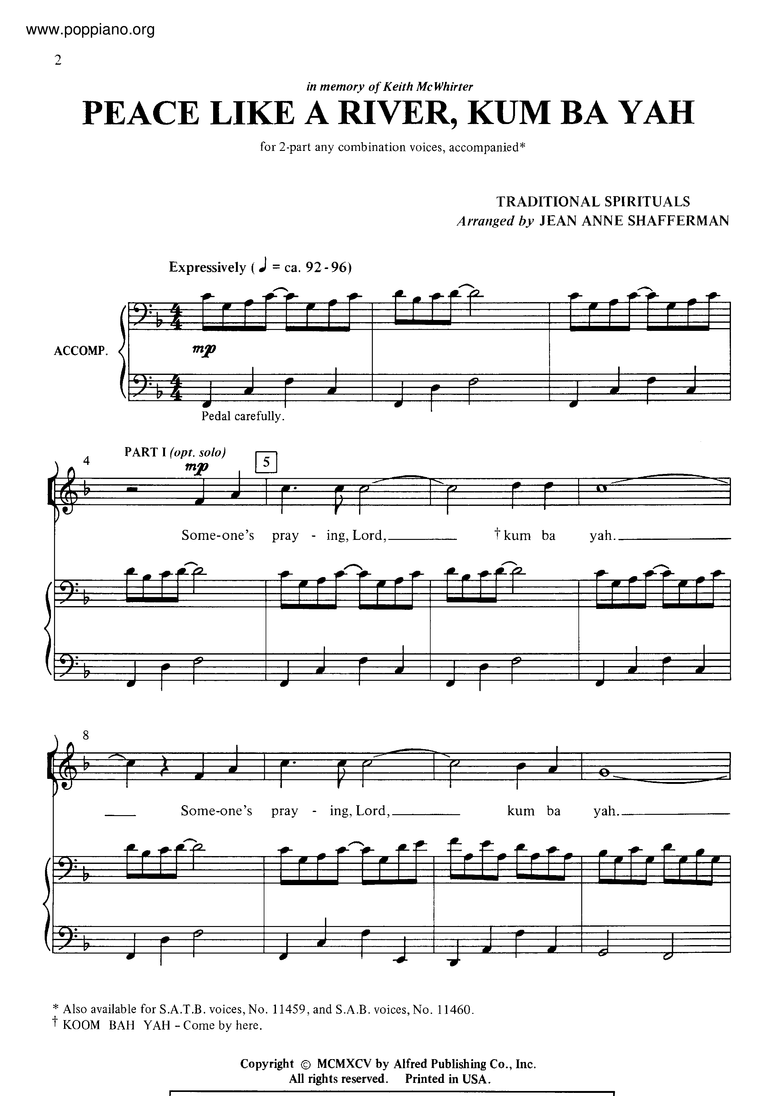 hymn-Peace Like A River, Kum Ba Yah Sheet Music pdf, - Free Score ...