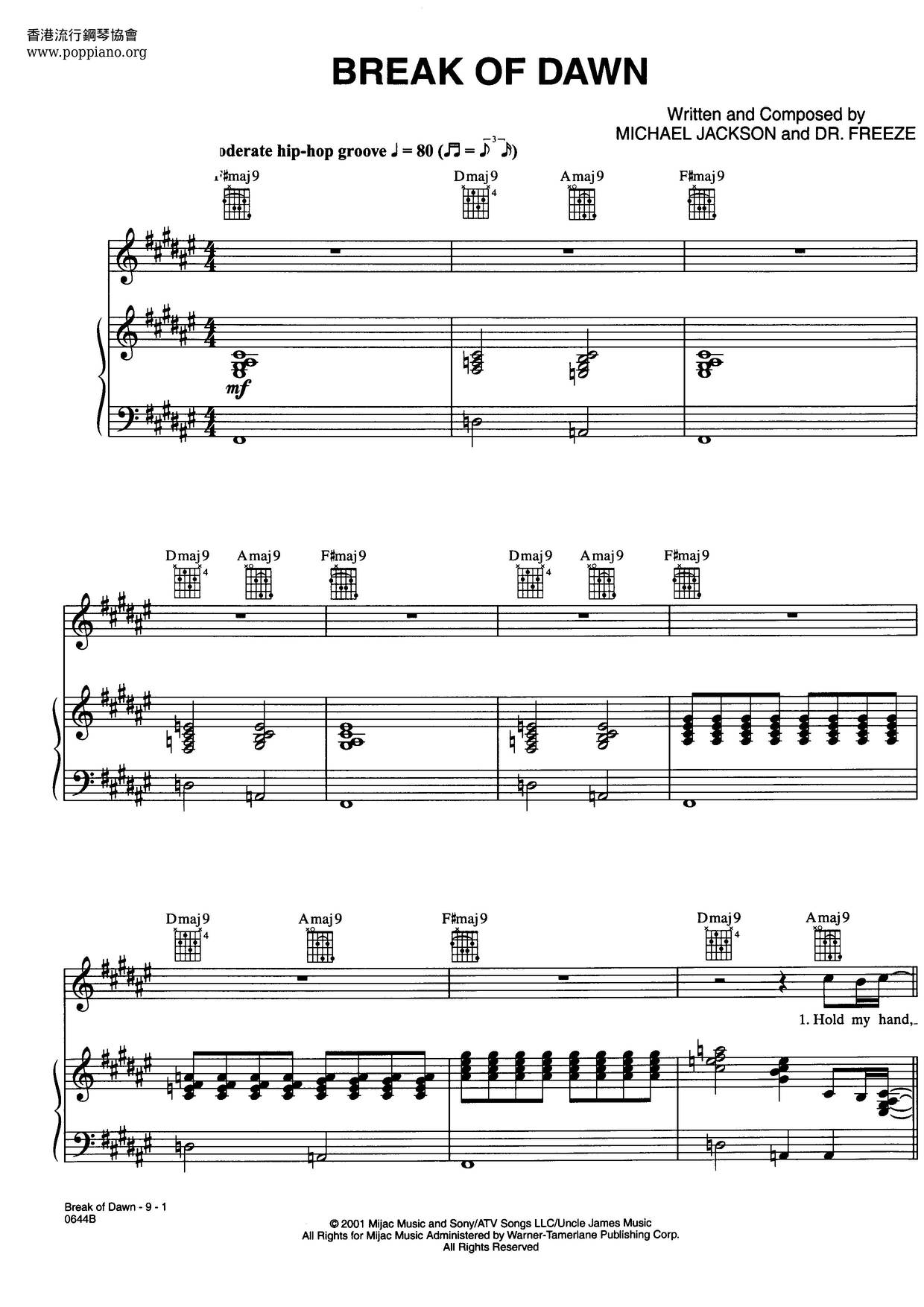 Michael Jackson-Break Of Dawn Sheet Music pdf, - Free Score Download ★