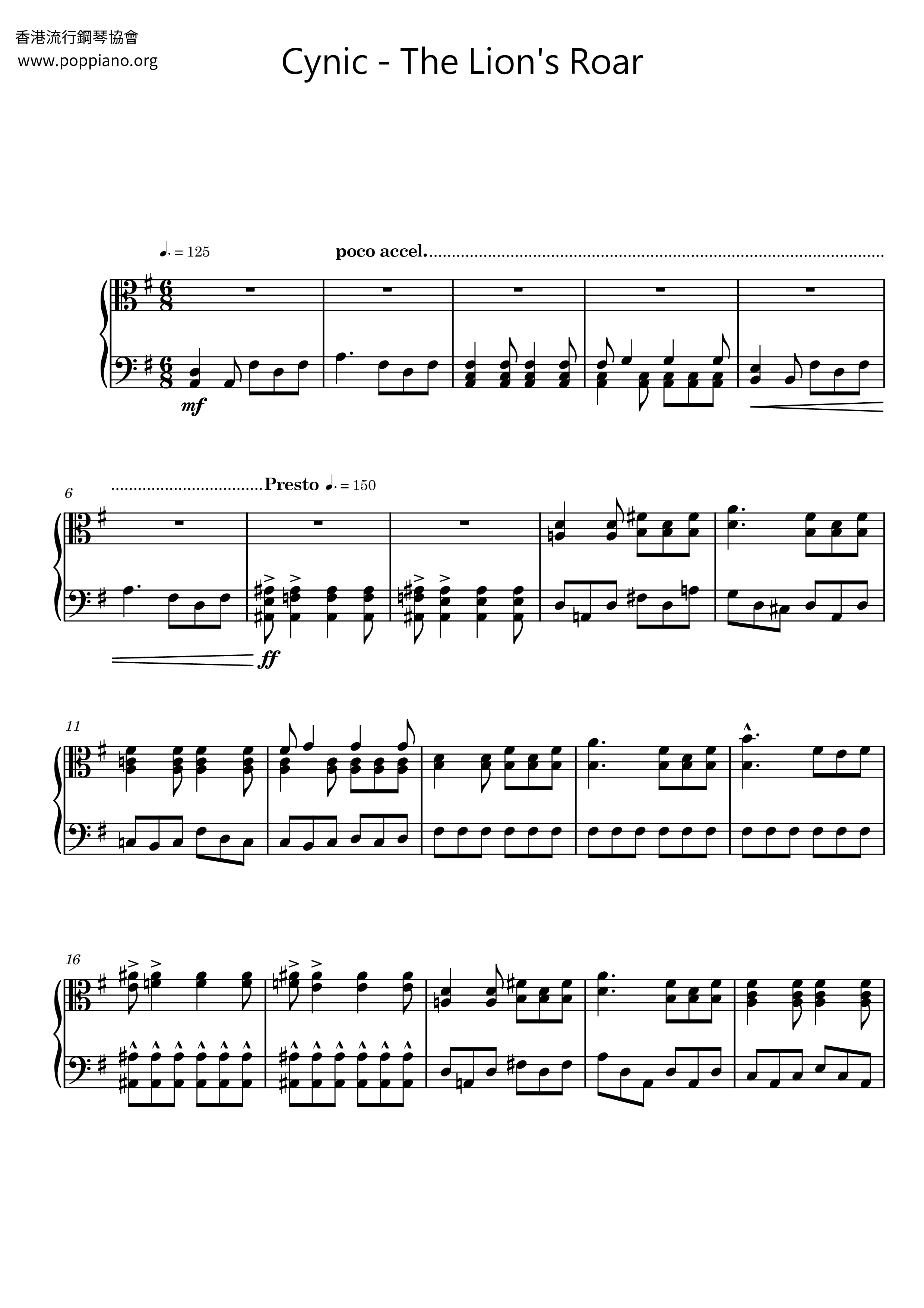 Cynic-The Lion's Roar Sheet Music pdf, - Free Score Download ★