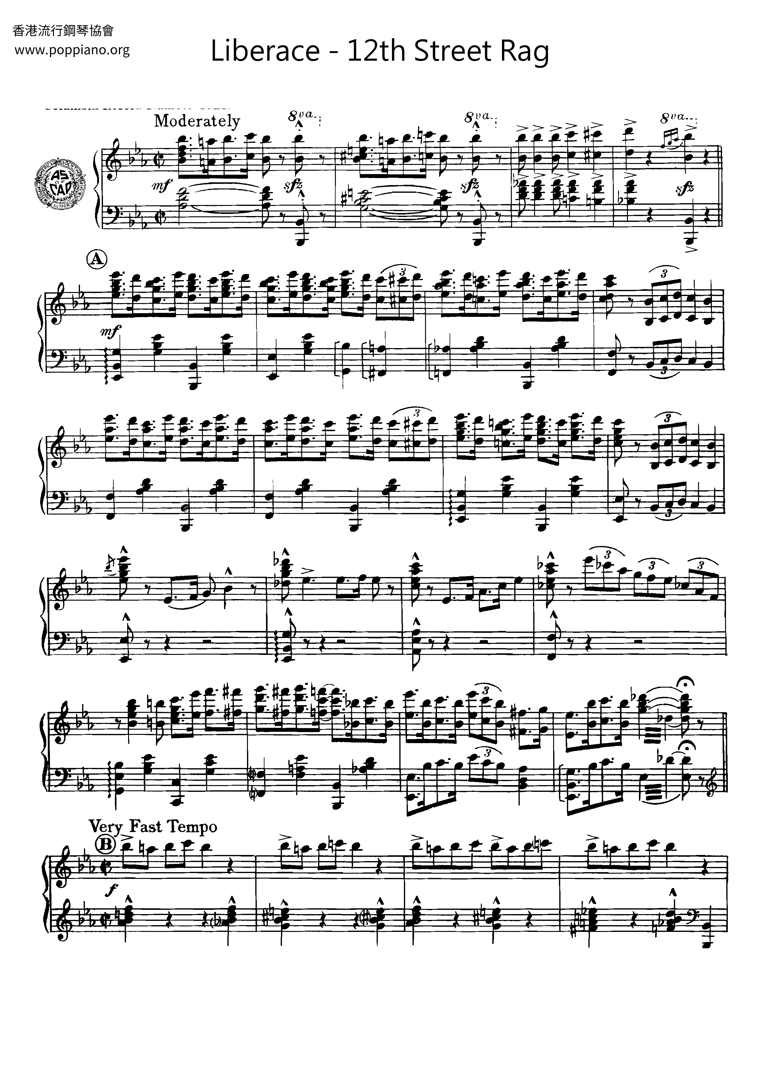 Liberace-12th Street Rag Sheet Music pdf, - Free Score Download ★