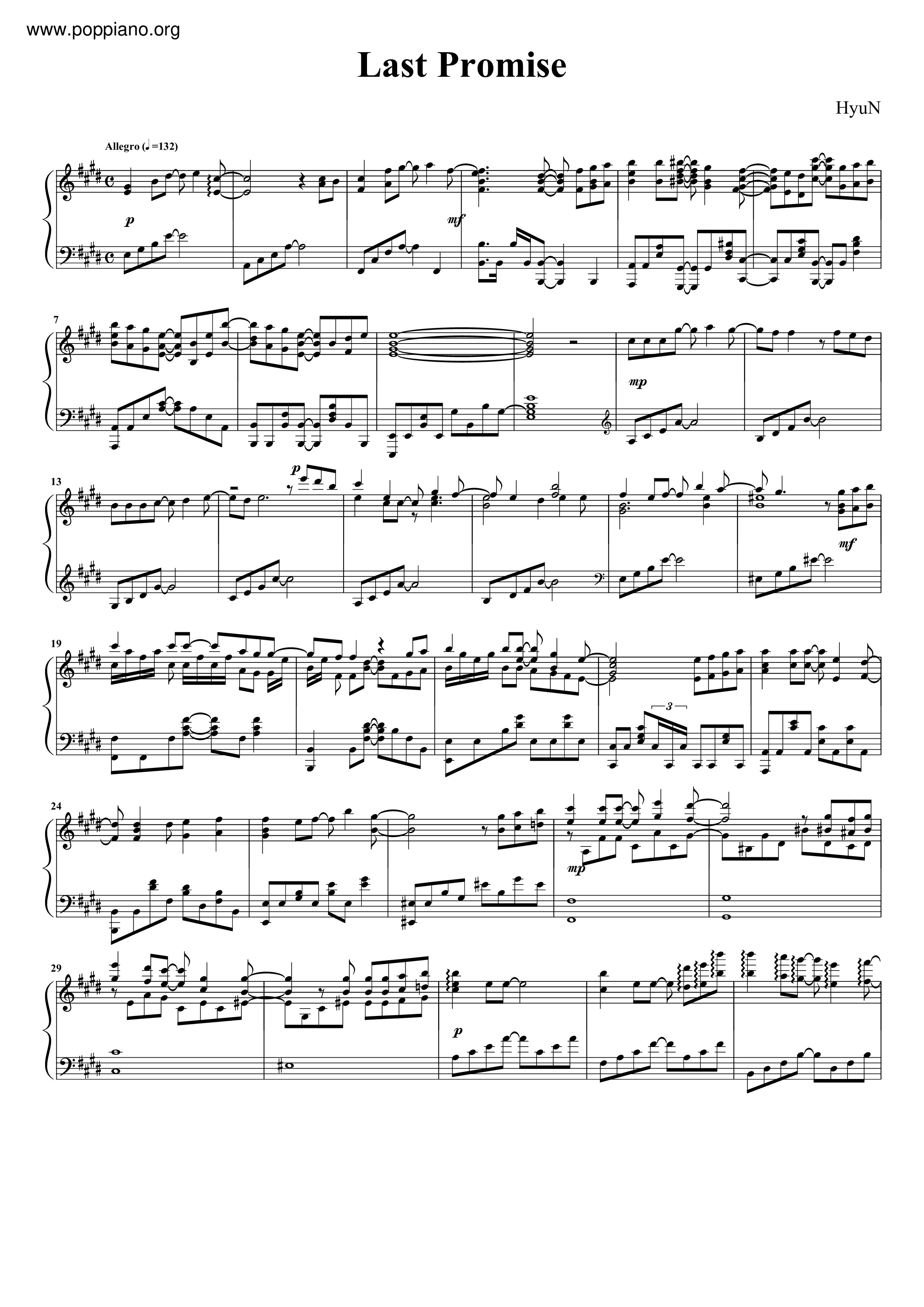 HyuN & Ritoru-Deemo - Last Promise Sheet Music pdf, - Free Score Download ★