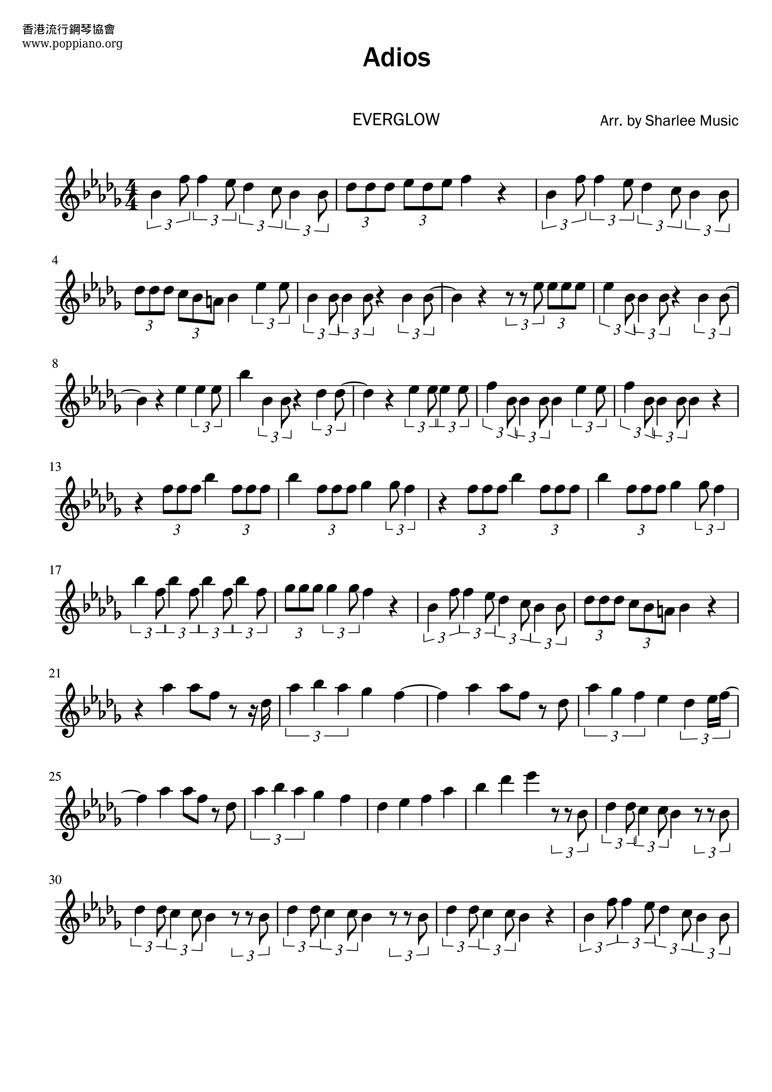 adios - Sheet Music / Piano Score Free PDF Download - HK Pop Piano ...