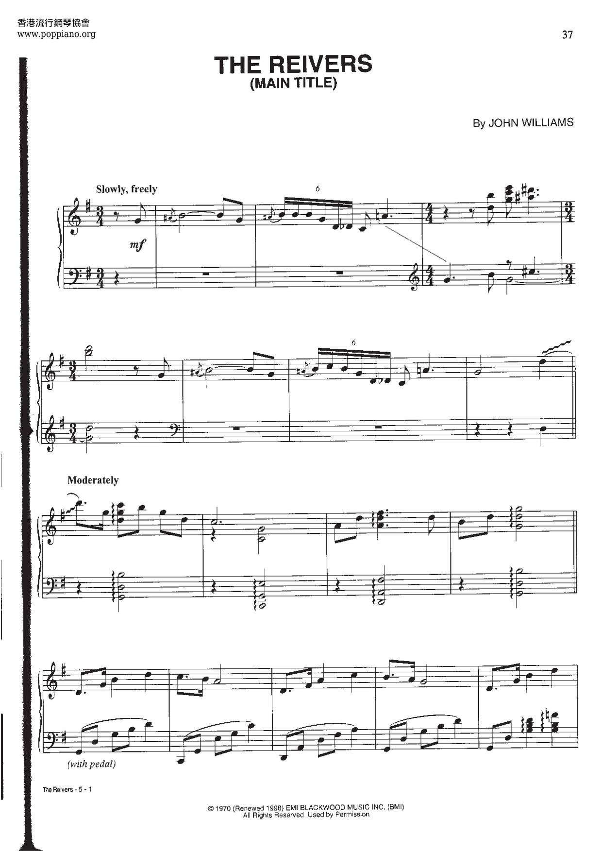John Williams-The Reivers Main Title Sheet Music pdf, - Free Score ...
