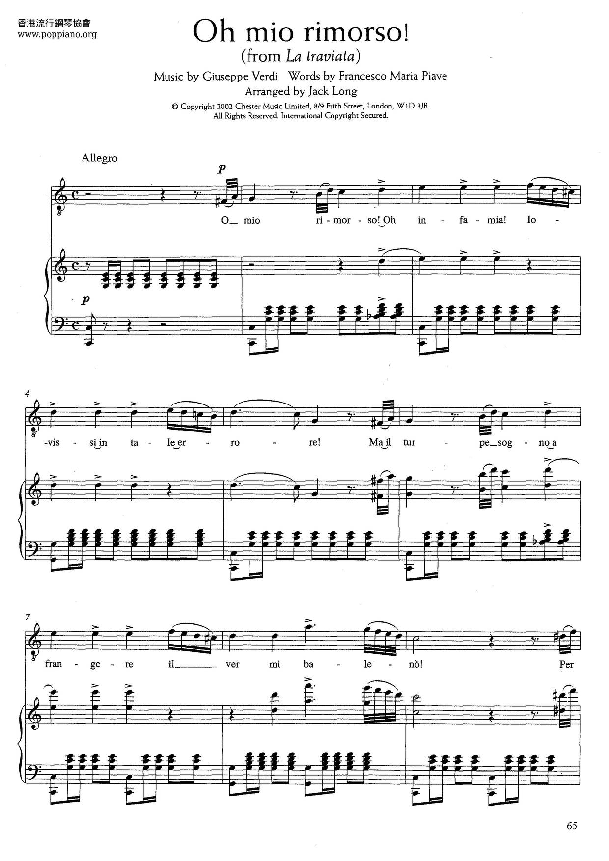 Andrea Bocelli-Oh Mio Rimorso! From La Traviata (Verdi) Sheet Music pdf ...