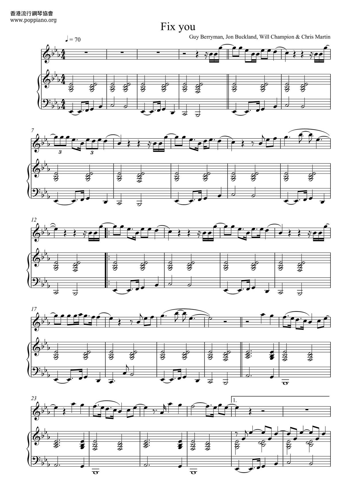 Coldplay-Fix You Sheet Music pdf, - Free Score Download ★