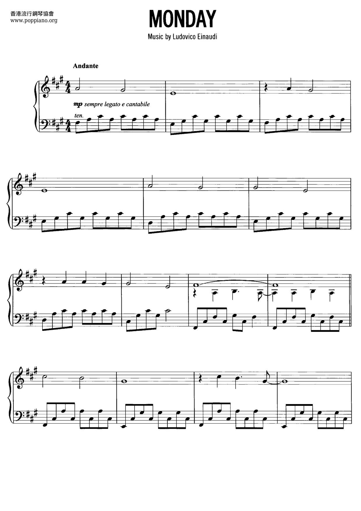 Ludovico Einaudi-Monday Sheet Music pdf, - Free Score Download ★
