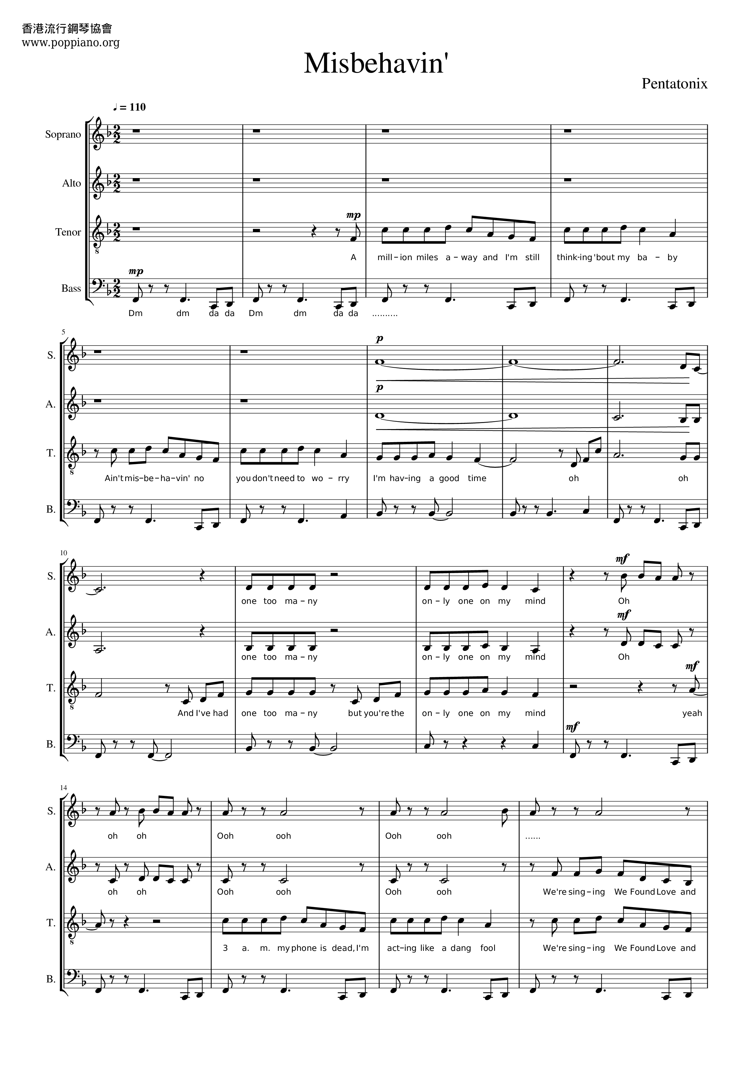 Pentatonix-Misbehavin' Sheet Music pdf, - Free Score Download ★