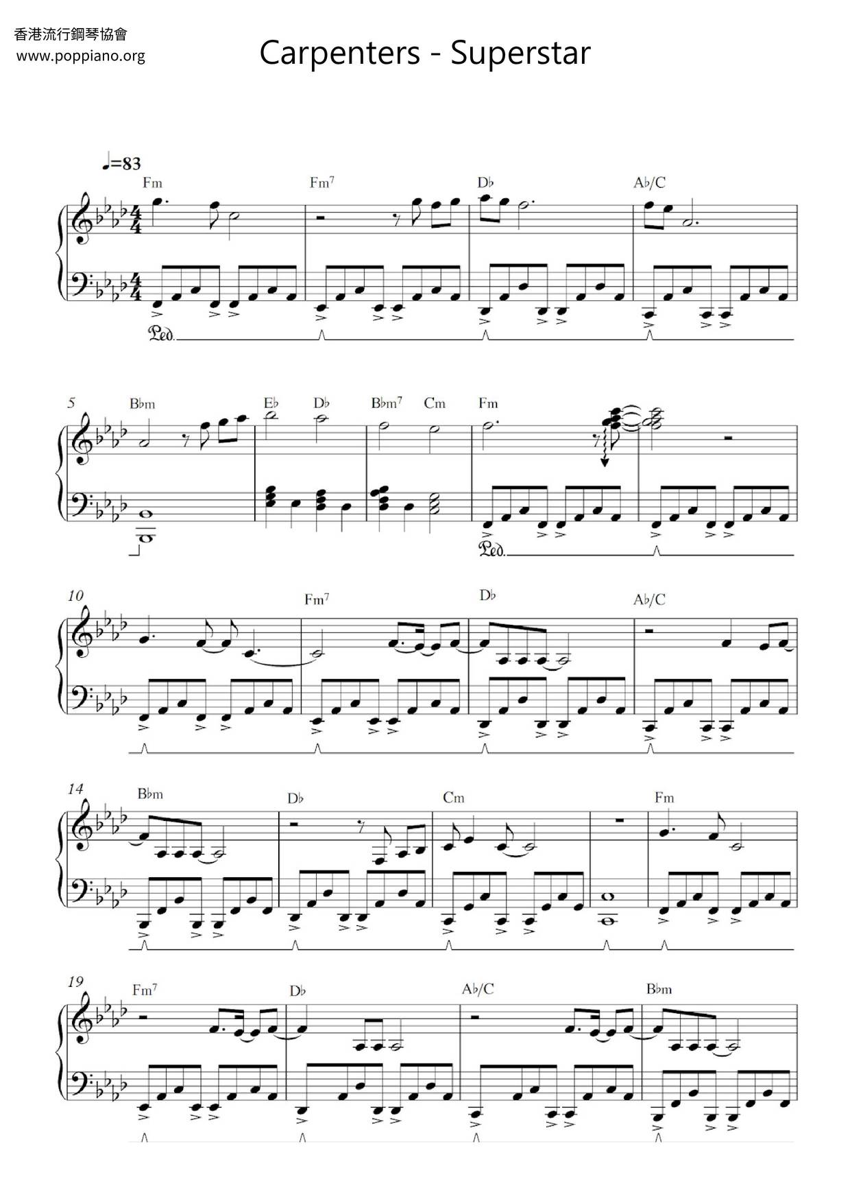 Superstar- PDF琴譜免費下載 | 香港流行鋼琴協會 ★