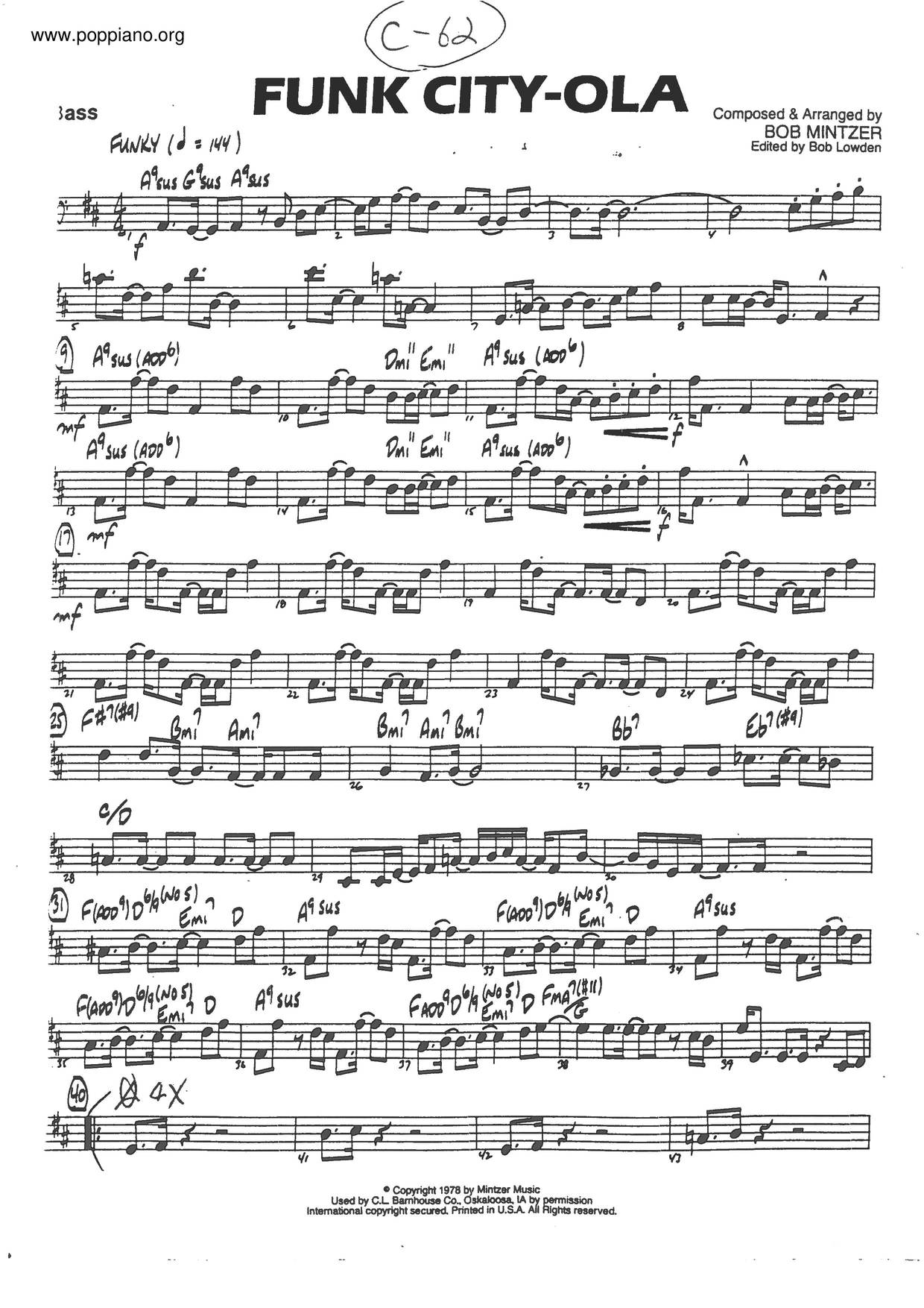 Bob Mintzer-Funk City Ola Sheet Music pdf, - Free Score Download ★