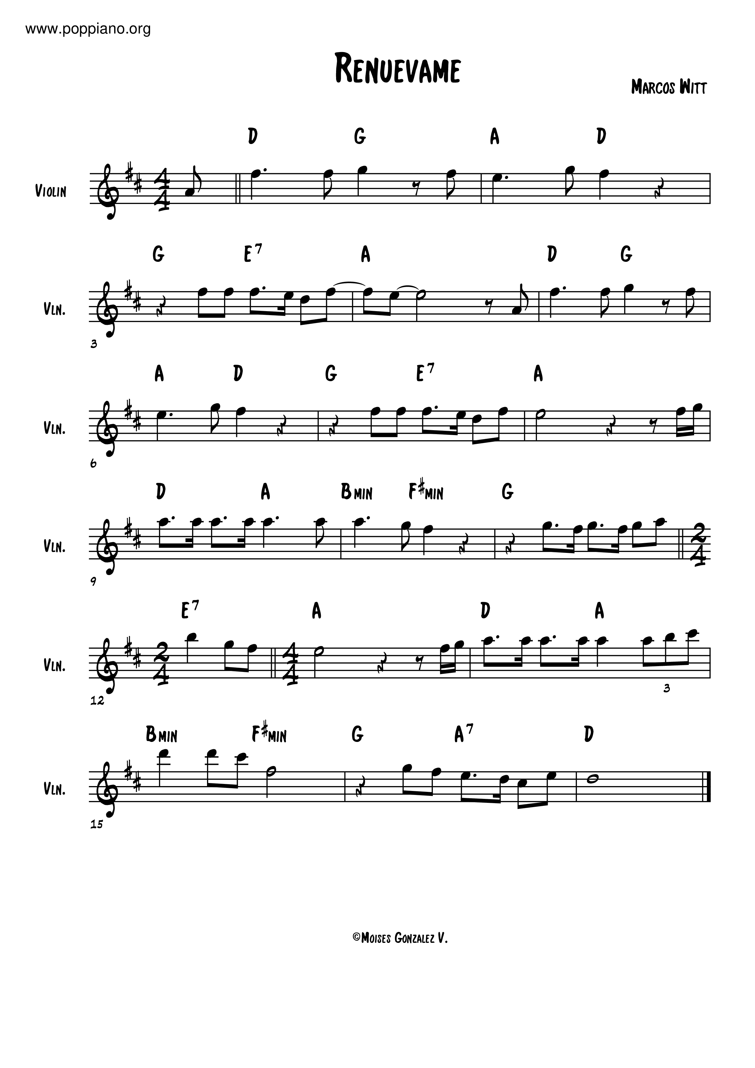 Marcos Witt-Renuevame Violin Score pdf, - Free Score Download ★