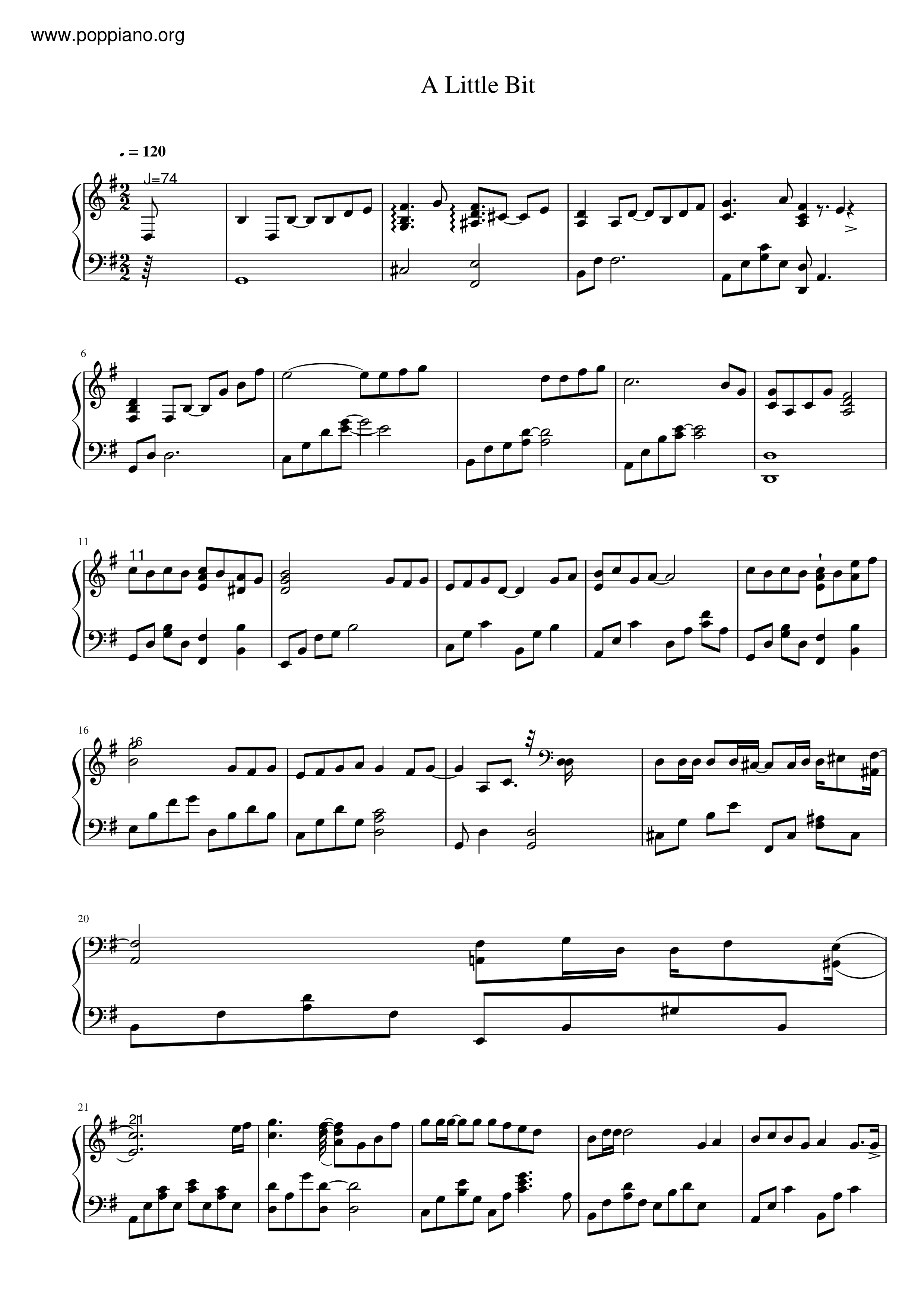 Jay Chou-A Little Bit Sheet Music pdf, - Free Score Download ★