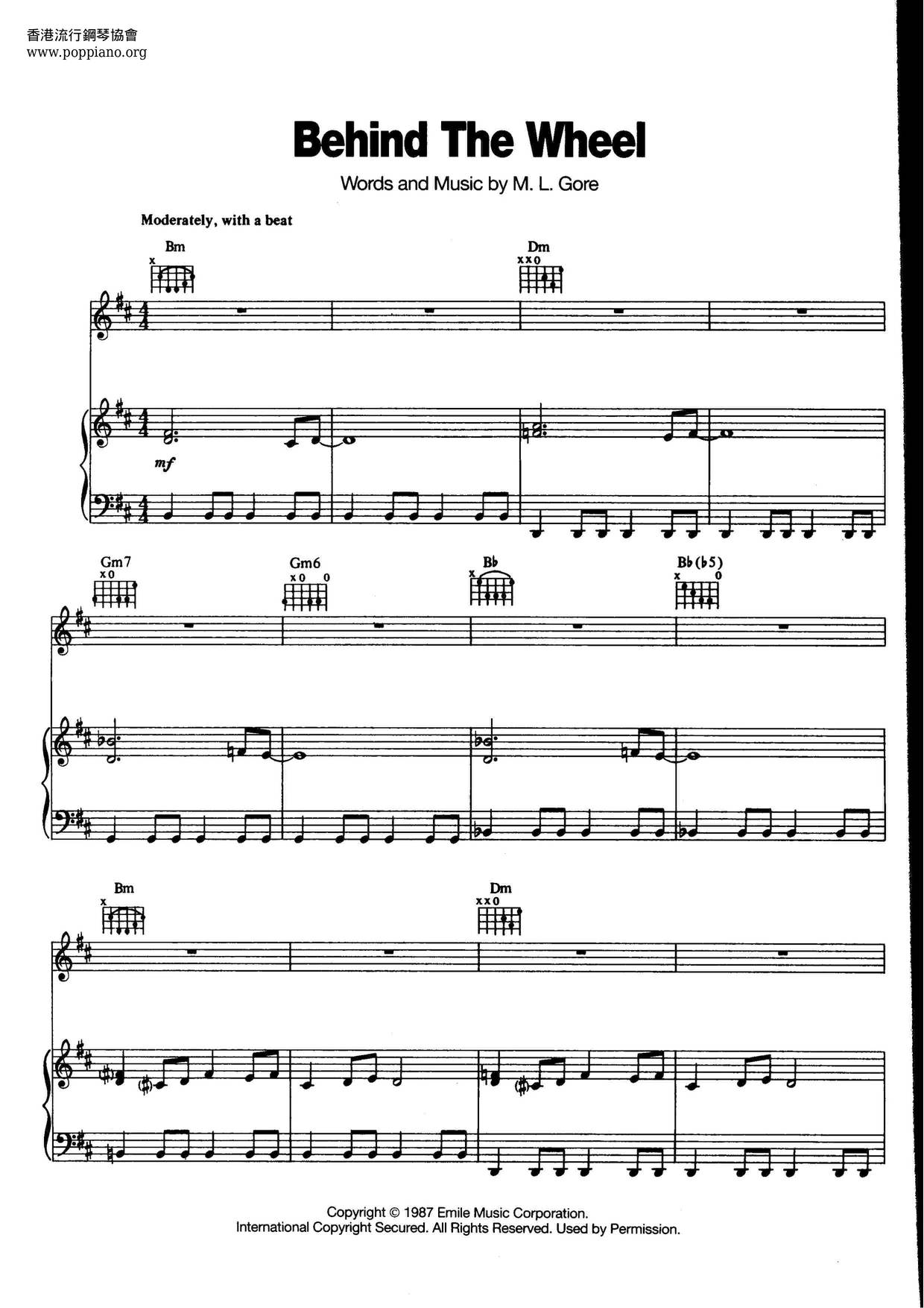 Depeche Mode-Behind The Wheel Sheet Music pdf, - Free Score Download ★