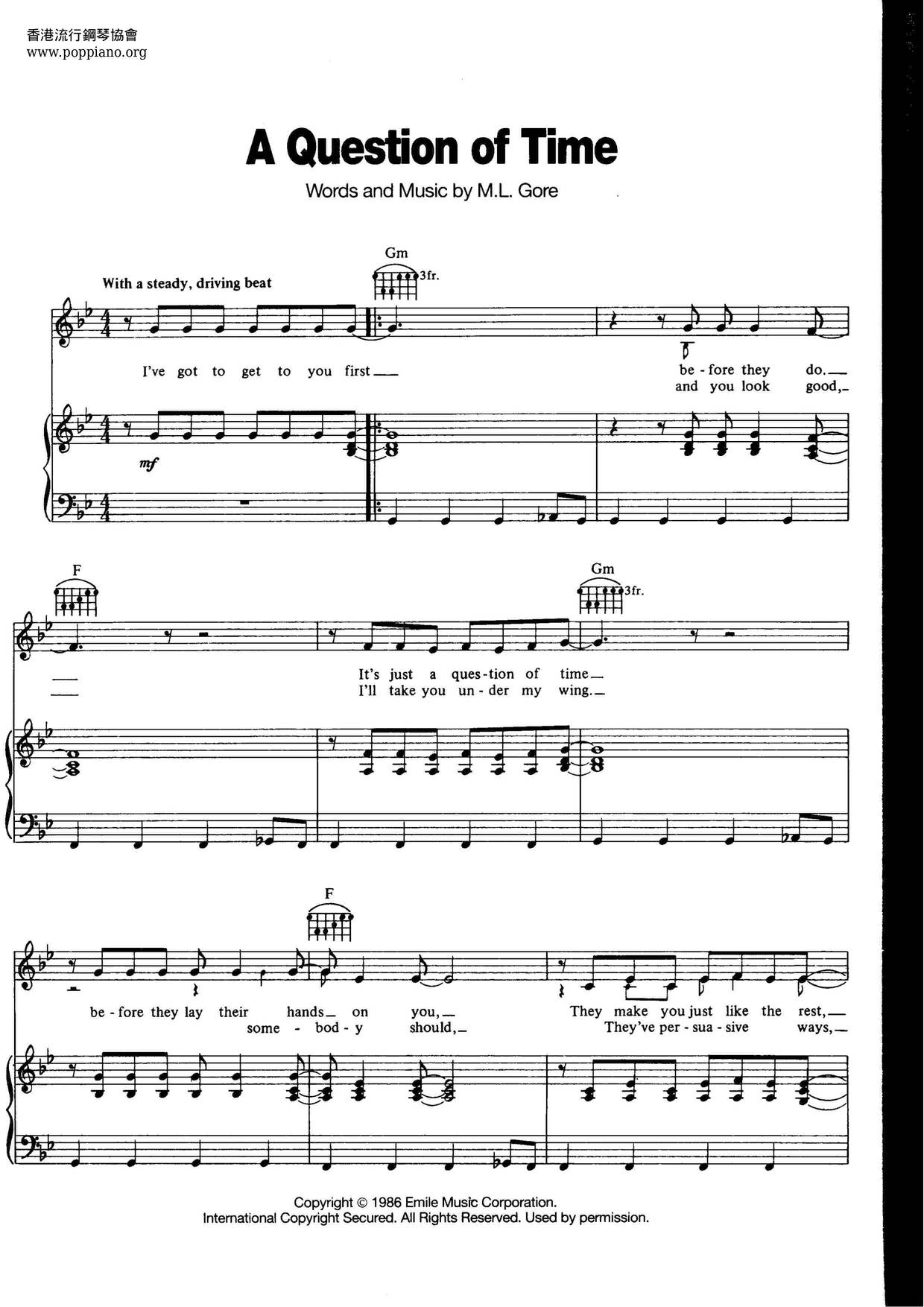 Depeche Mode-A Question Of Time Sheet Music pdf, - Free Score Download ★