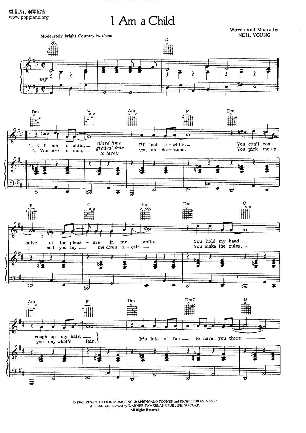Neil Young-I Am A Child Sheet Music pdf, - Free Score Download ★