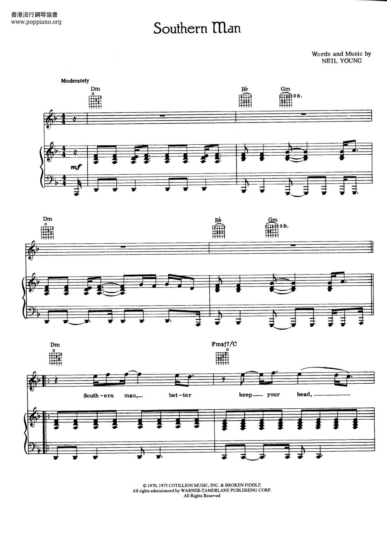 Neil Young-Southern Man Sheet Music pdf, - Free Score Download ★