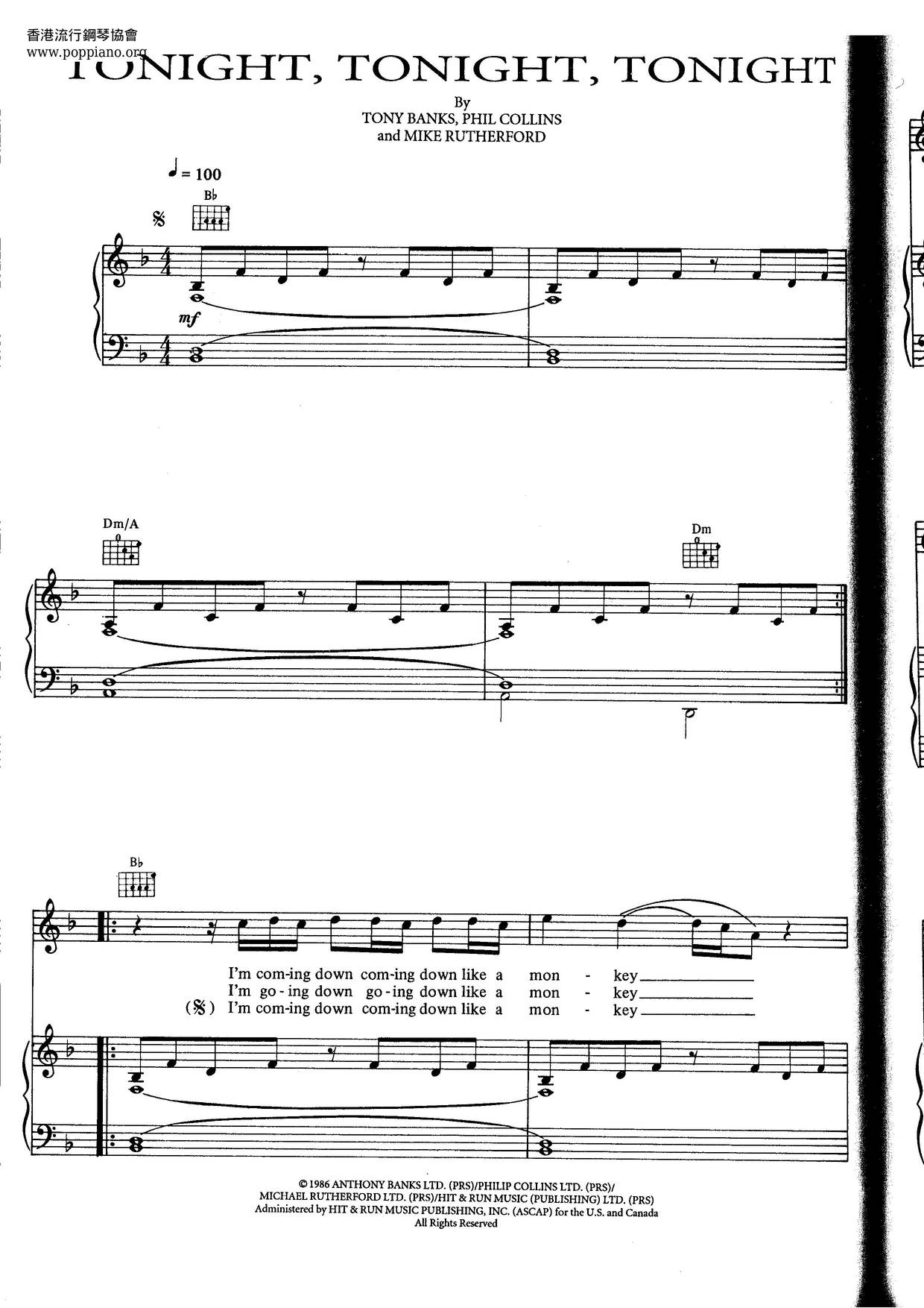 Tonight, Tonight, Tonight- PDF琴譜免費下載 | 香港流行鋼琴協會 ★