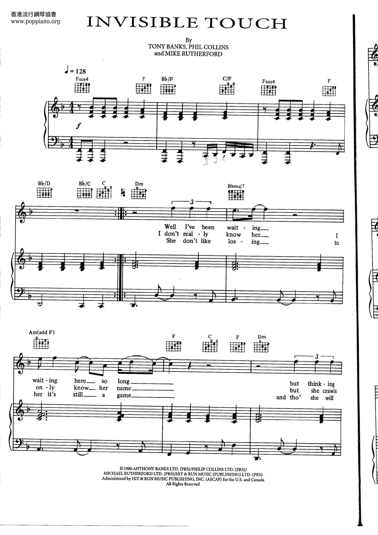 Genesis-Invisible Touch Sheet Music pdf, - Free Score Download ★