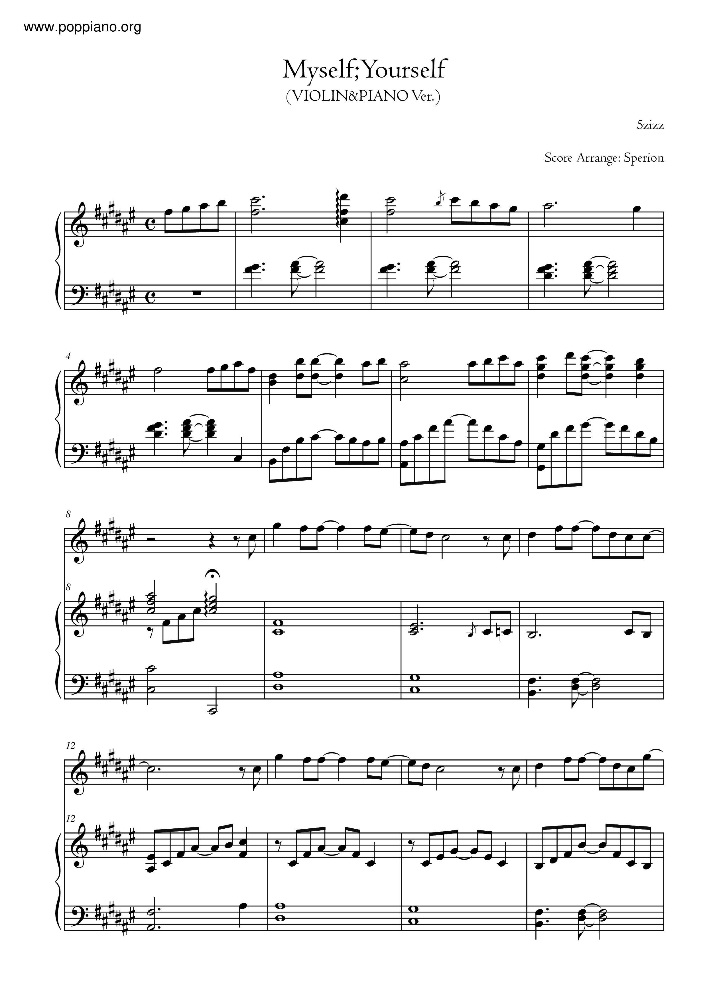 Myself;Yourself-Myself;Yourself Sheet Music pdf, - Free Score Download ★