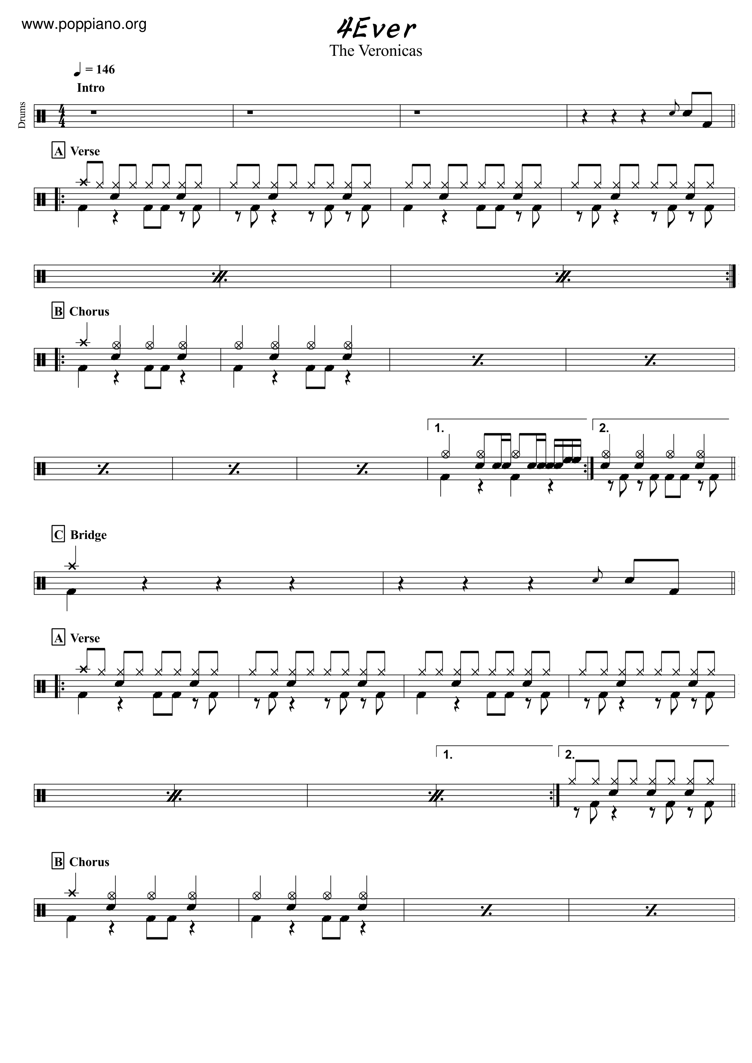 The Veronicas-4ever Drum Tab pdf, - Free Score Download ★
