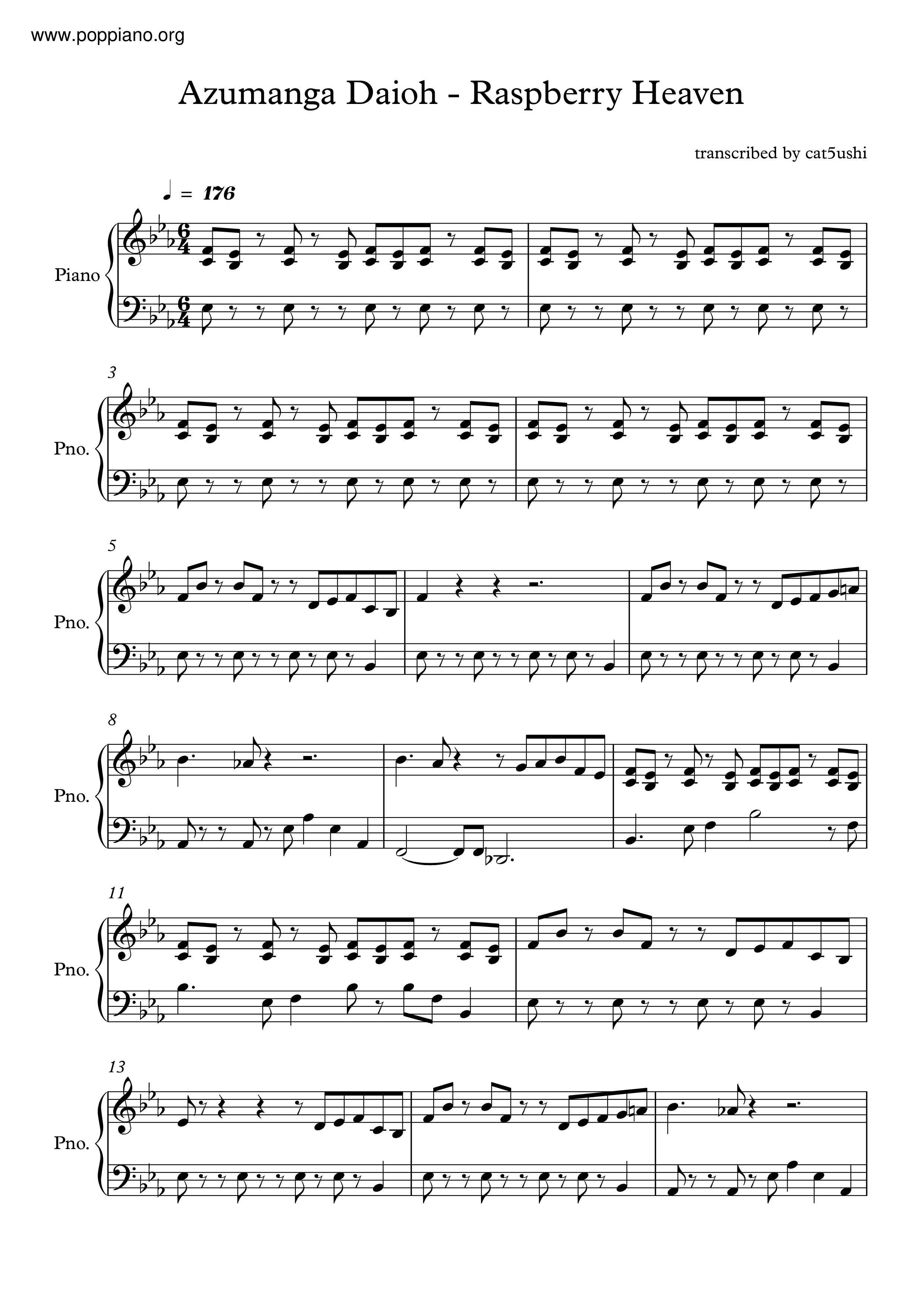 Azumanga Daioh-Raspberry Heaven 琴譜pdf-香港流行鋼琴協會琴譜下載 ★