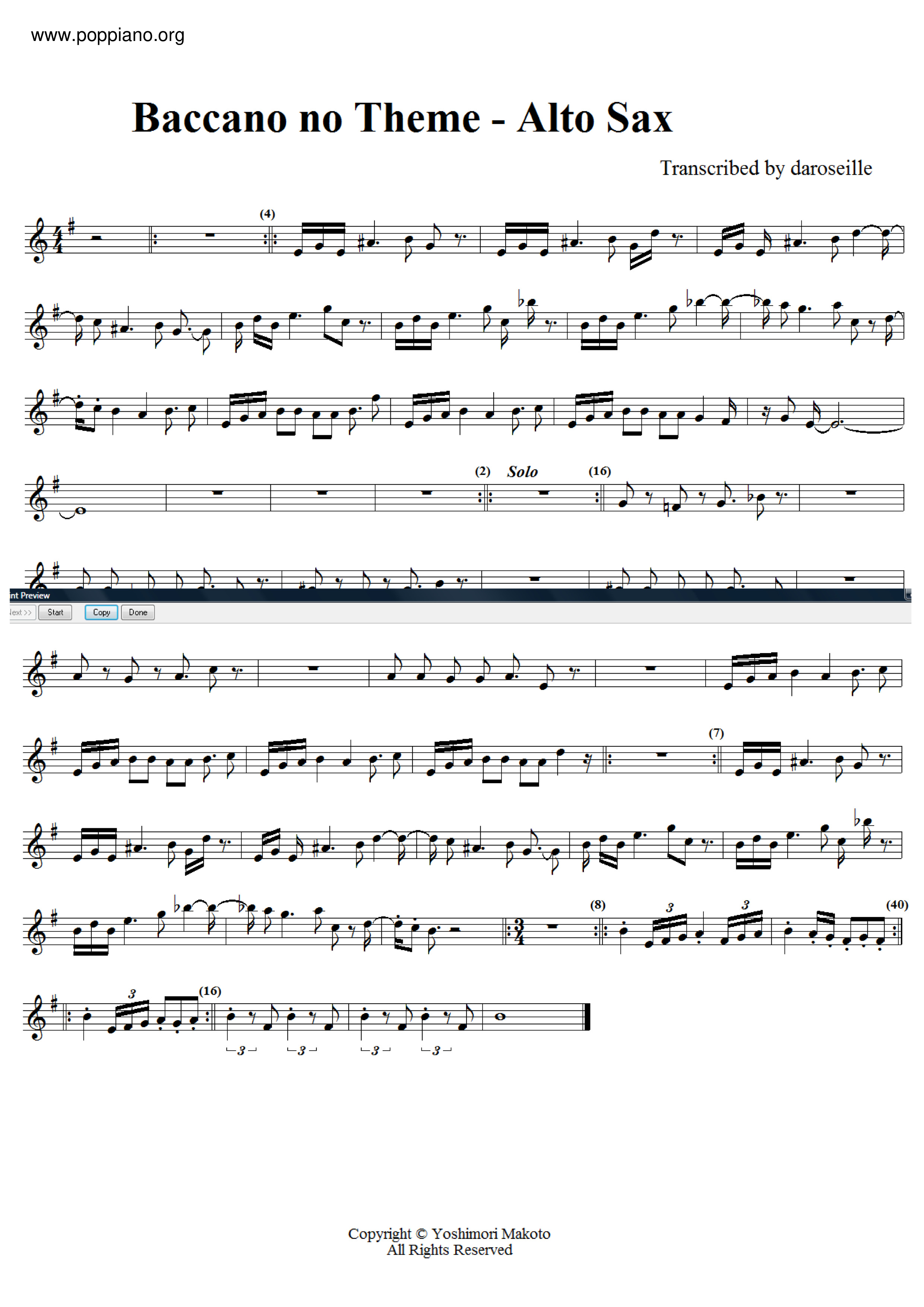 Baccano!-Baccano No Theme Sheet Music pdf, - Free Score Download ★