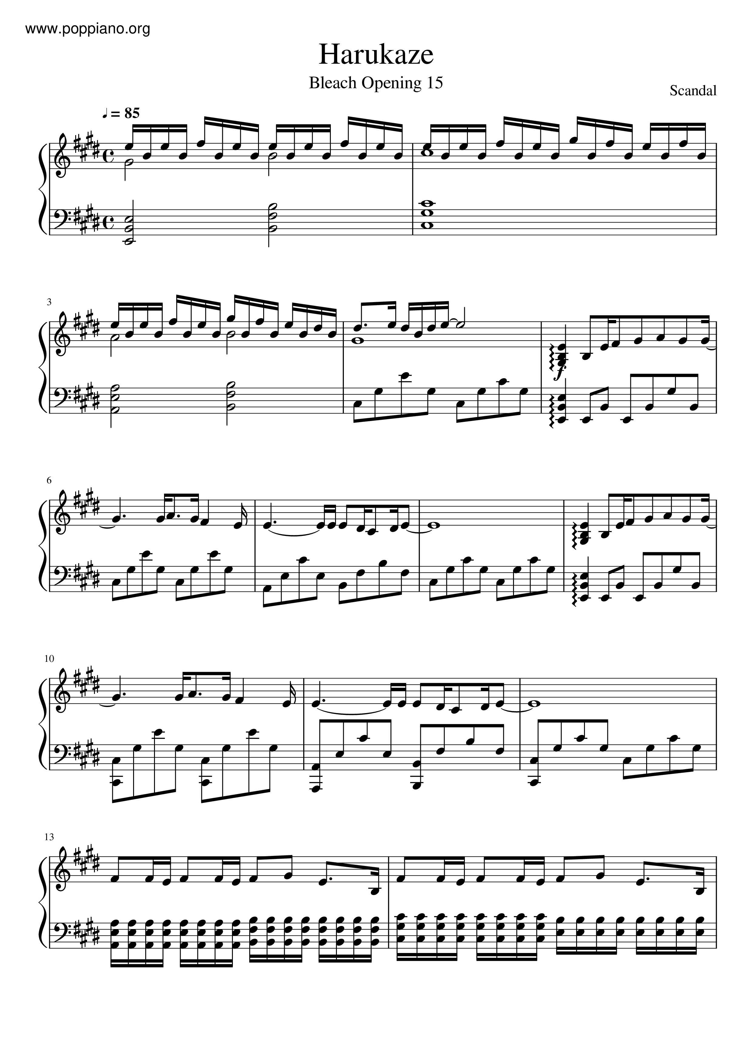 Bleach-Scandal - Harukaze Sheet Music pdf, - Free Score Download ★
