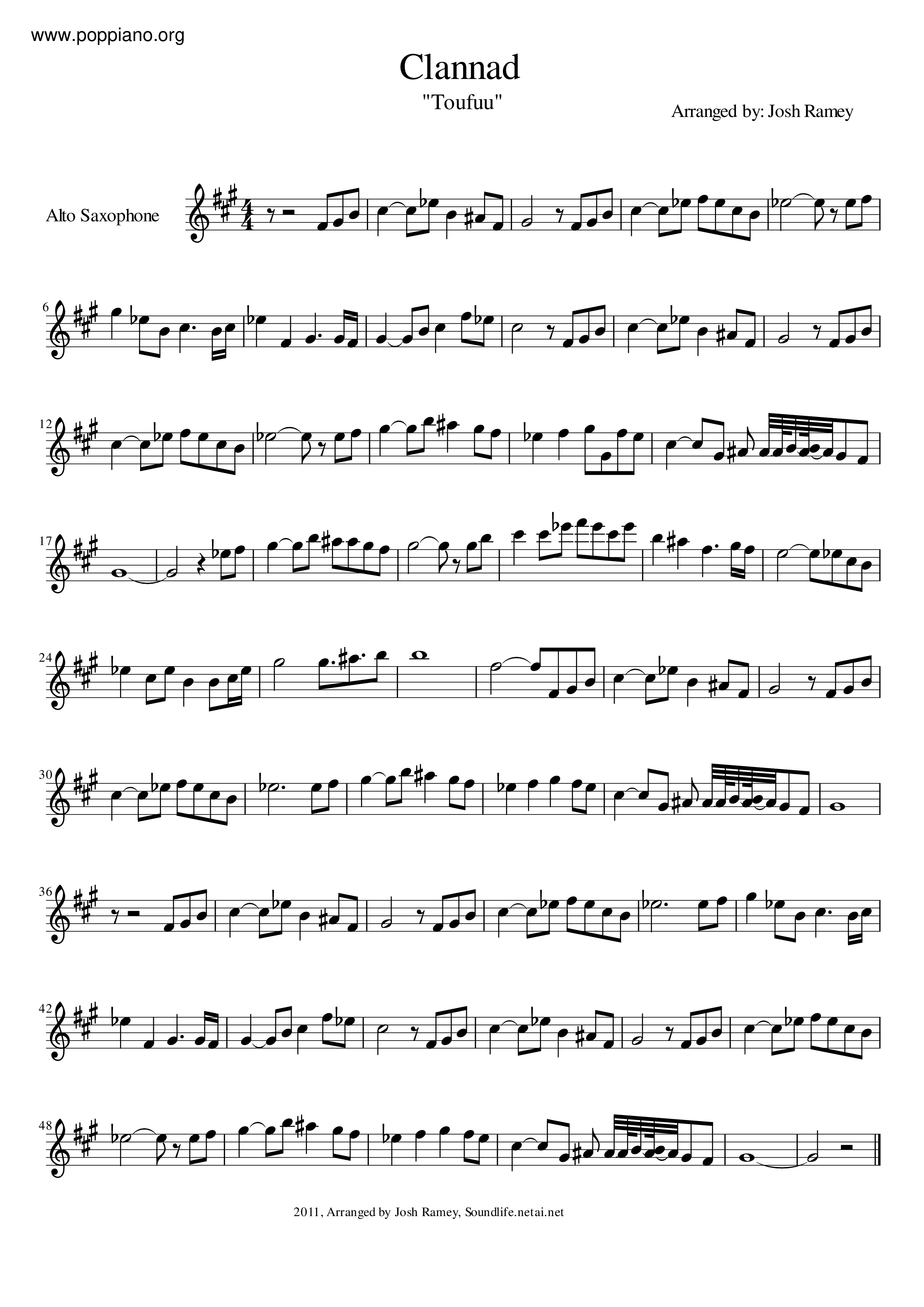 Clannad-Toufuu Sheet Music pdf, - Free Score Download ★