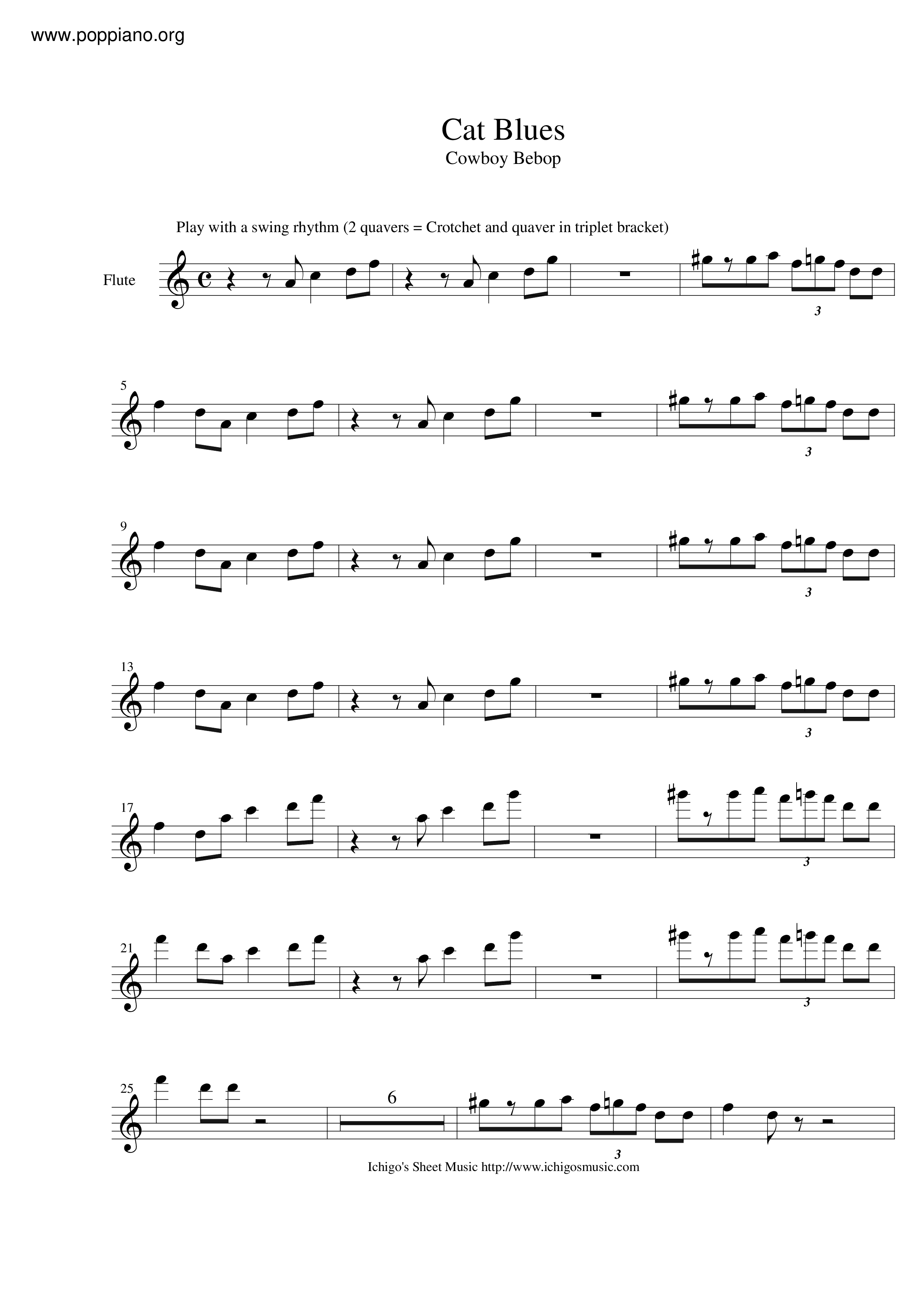 Cowboy Bebop-Cat Blues Sheet Music pdf, - Free Score Download ★