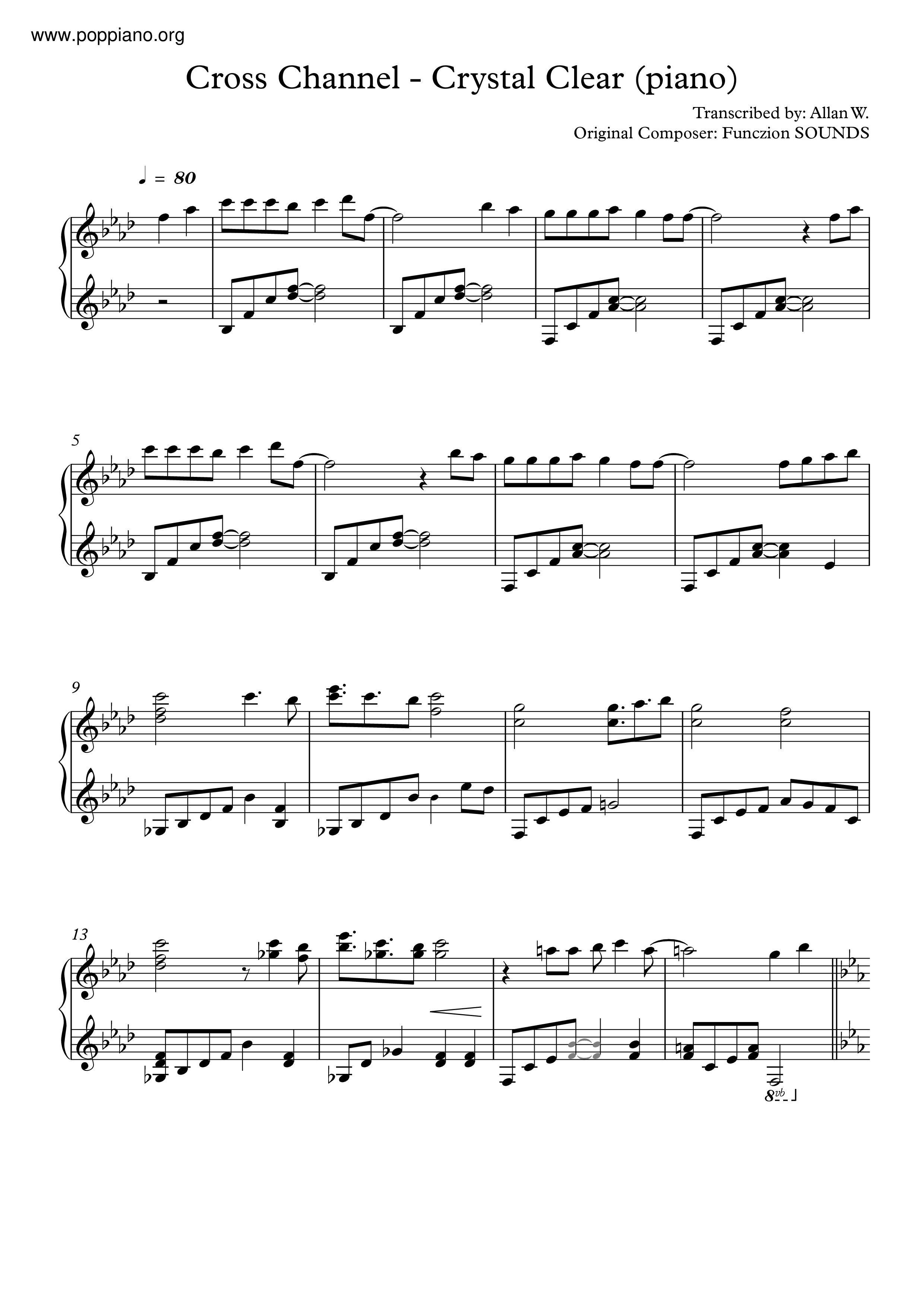Cross Channel-Crystal Clear Sheet Music pdf, - Free Score Download ★