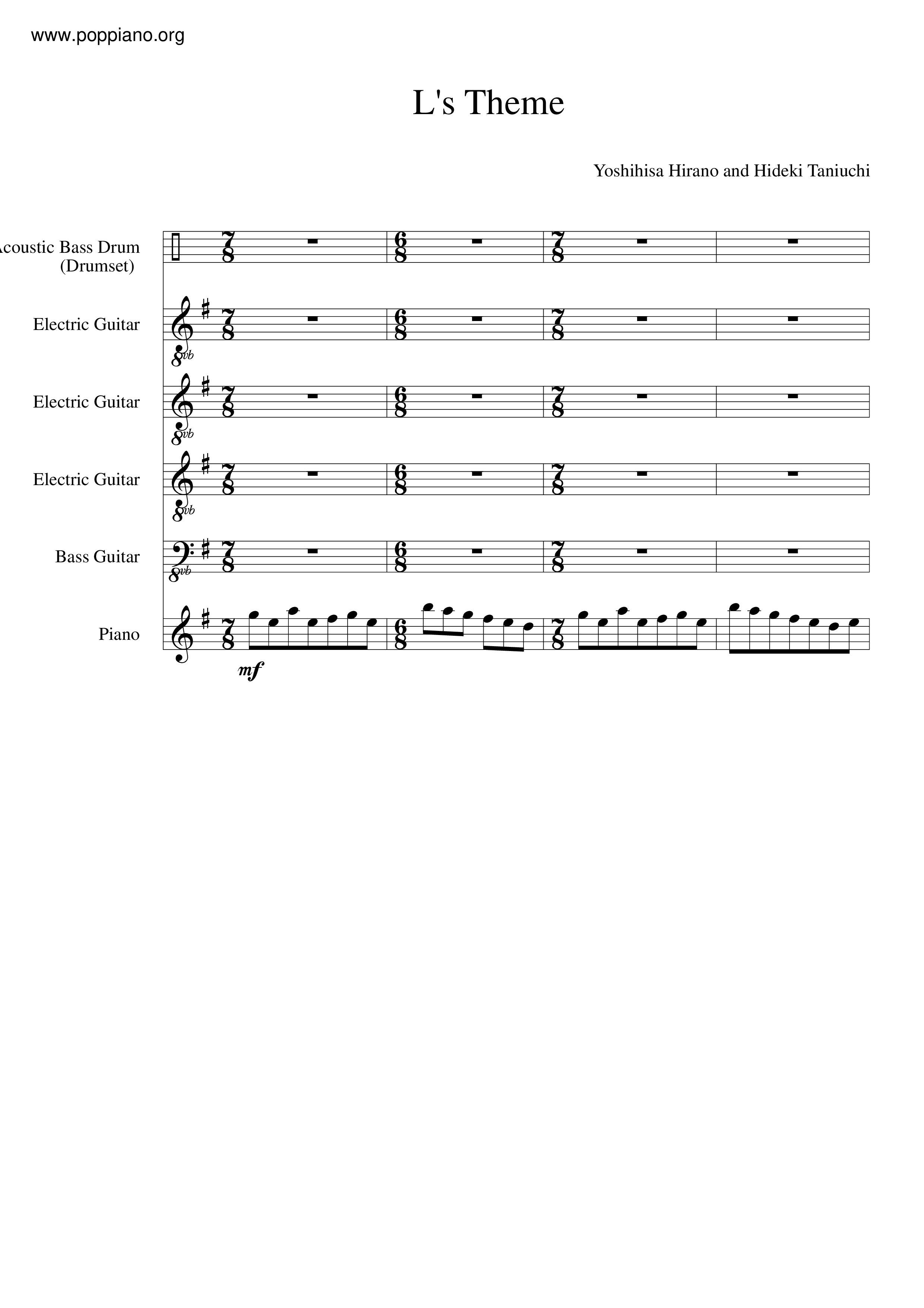 Death Note-L's Theme Sheet Music pdf, - Free Score Download ★