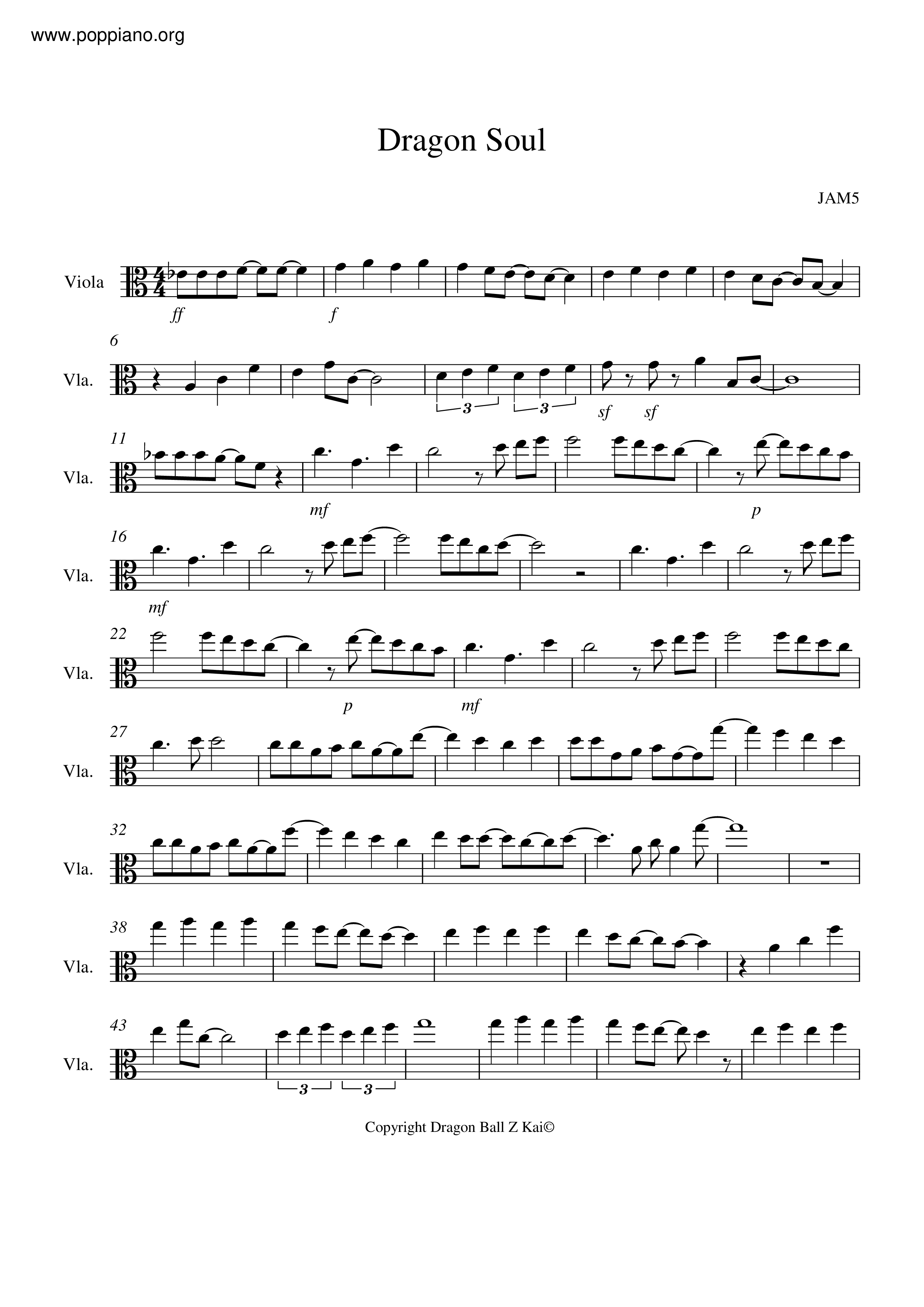 Dragon Ball Kai-Dragon Soul Sheet Music pdf, - Free Score Download ★