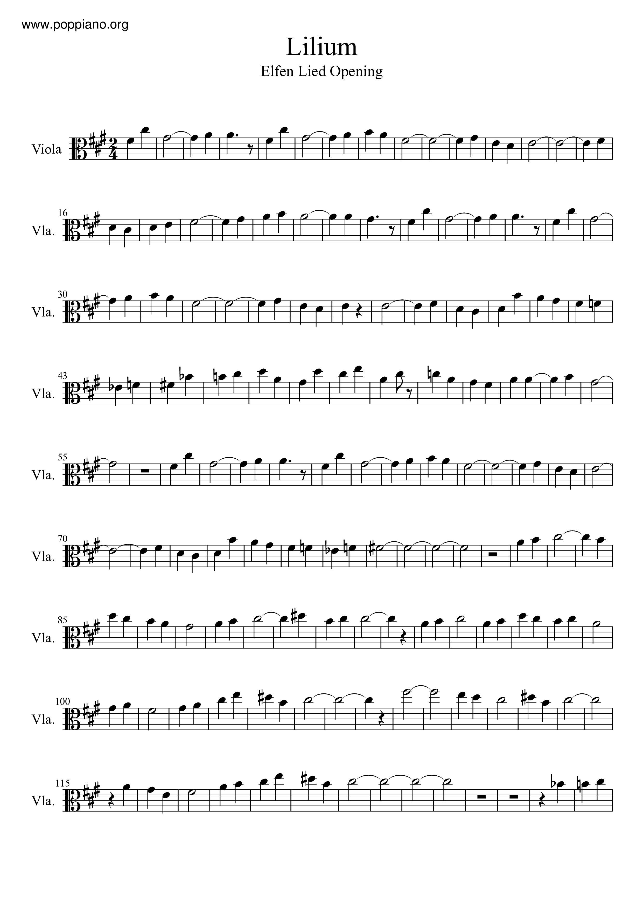 Elfen Lied-Lilium Sheet Music pdf, - Free Score Download ★