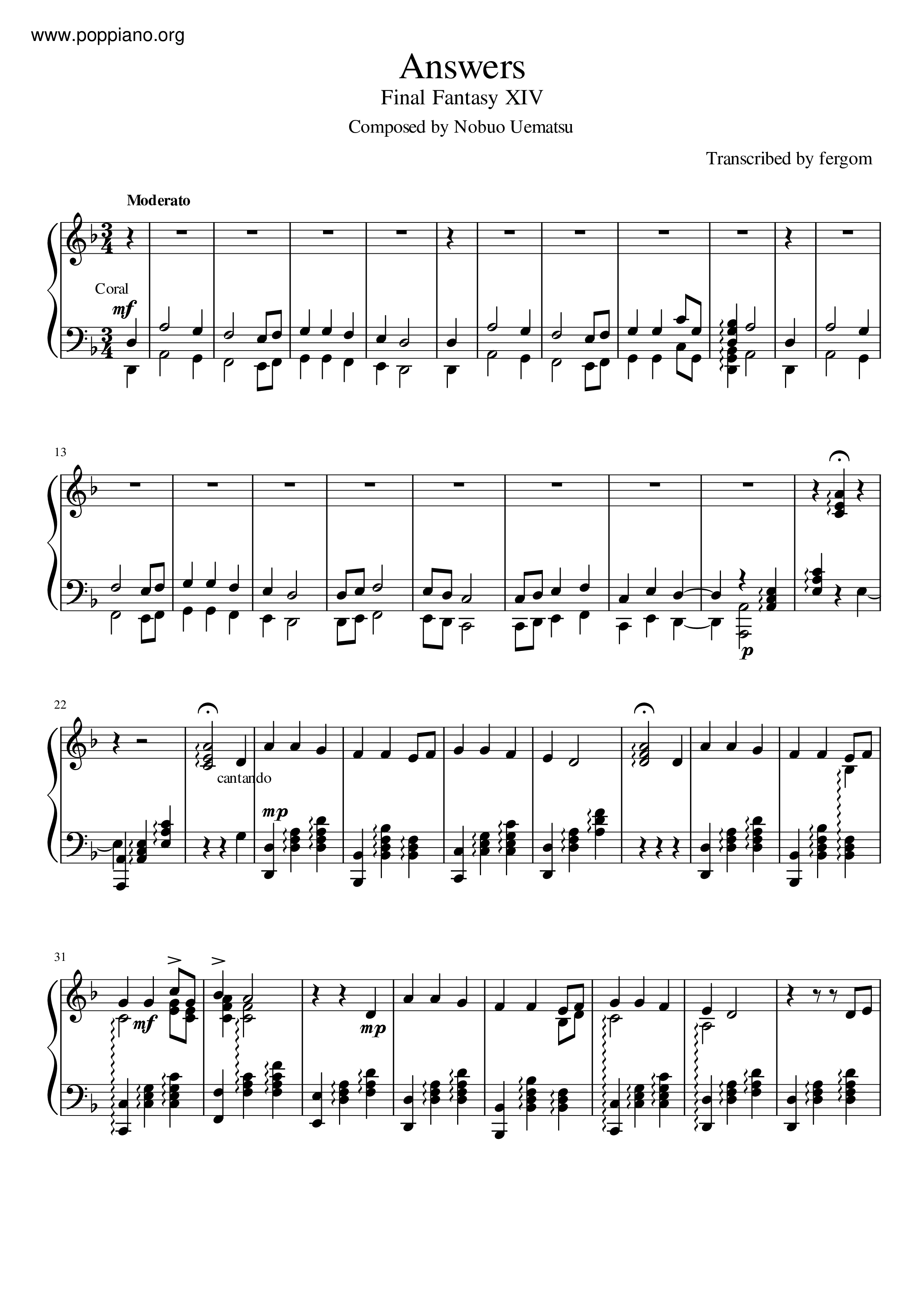 Answers- PDF琴譜免費下載 | 香港流行鋼琴協會 ★