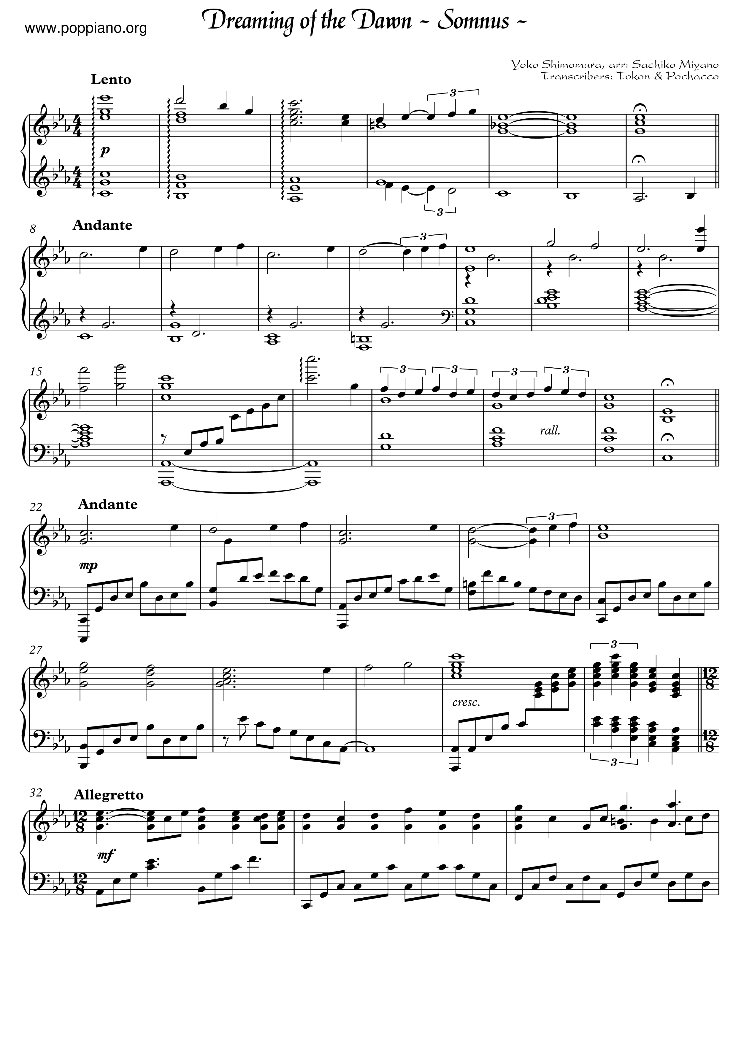 Final Fantasy XV-Dreaming Of The Dawn - Somnus Sheet Music pdf, - Free ...