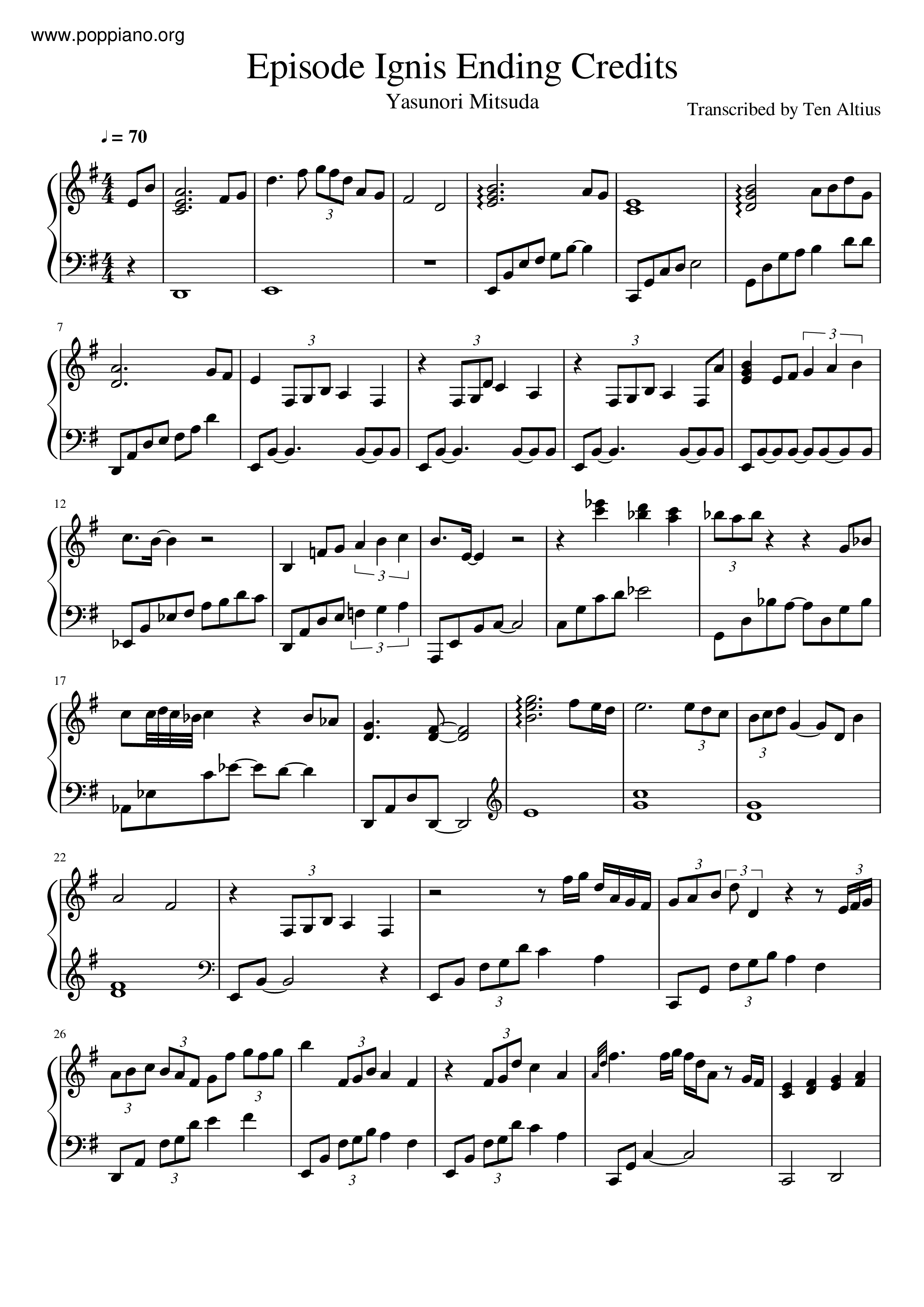 Final Fantasy XV-Episode Ignis Ending Credits Sheet Music pdf, - Free ...