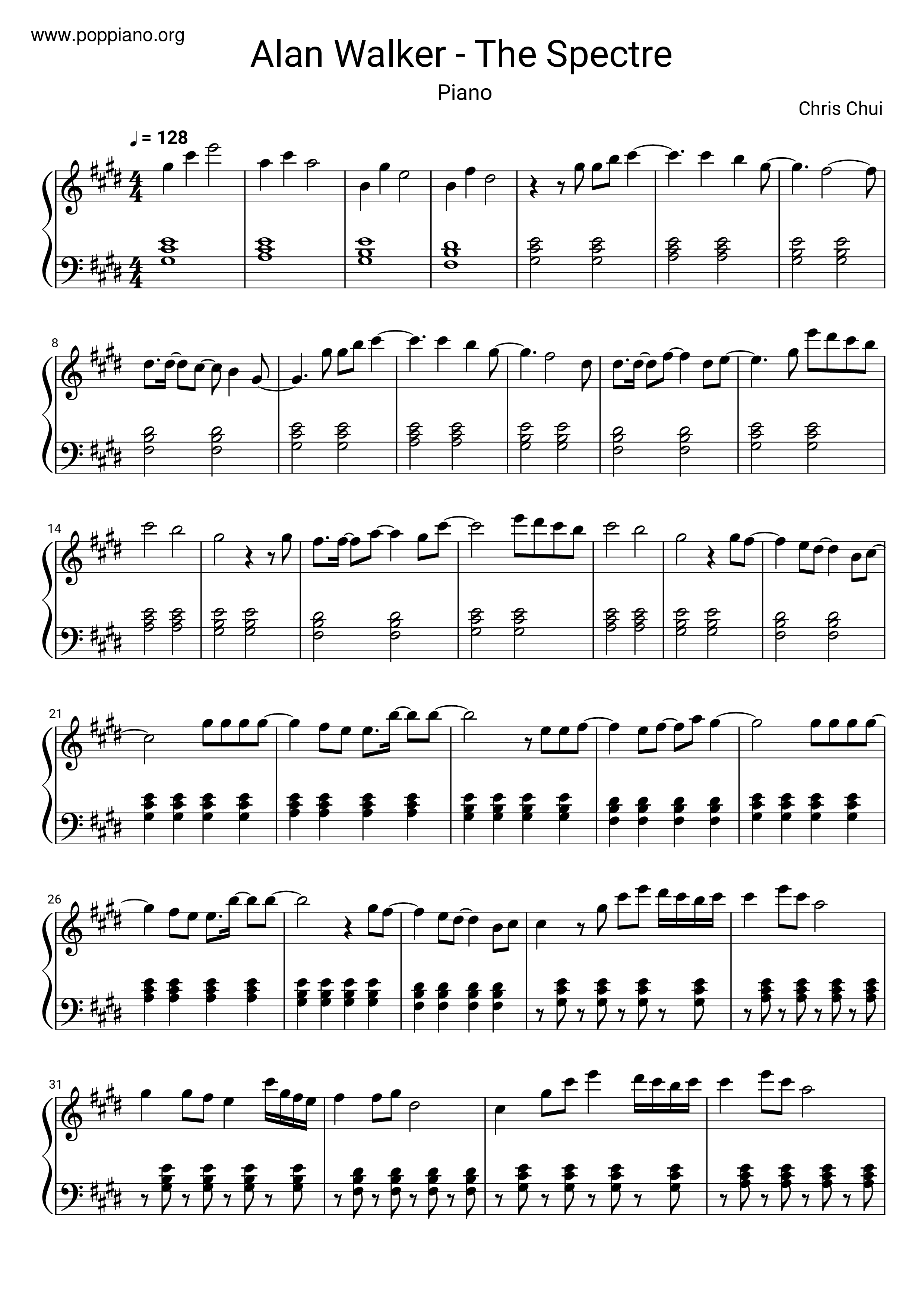 Alan Walker-The Spectre Sheet Music pdf, (アラン・ウォーカー) - Free Score ...