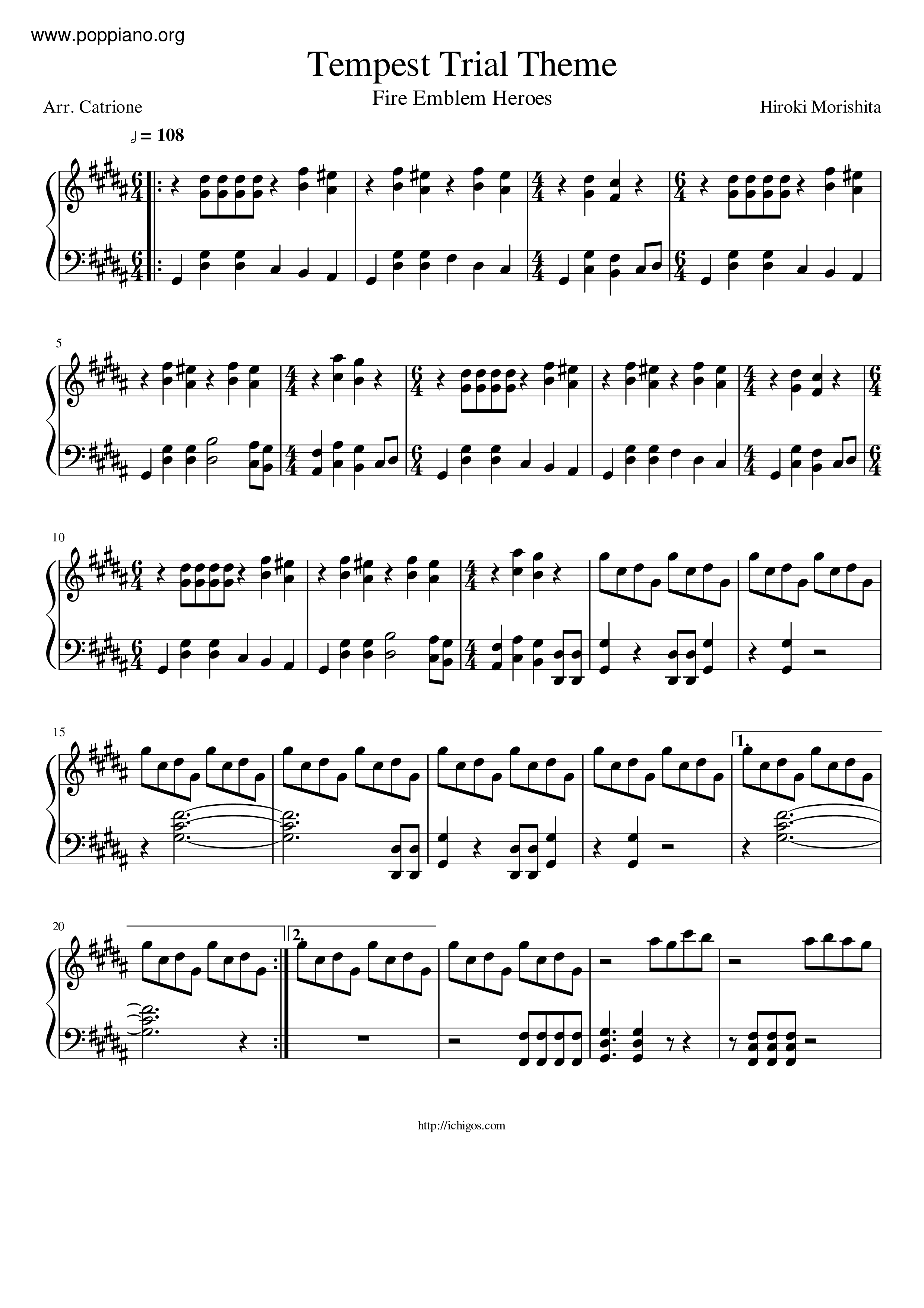 ★Fire Emblem Heroes - Tempest Trial Theme ピアノ譜pdf- 香港ポップピアノ協会 無料PDF楽譜 ...