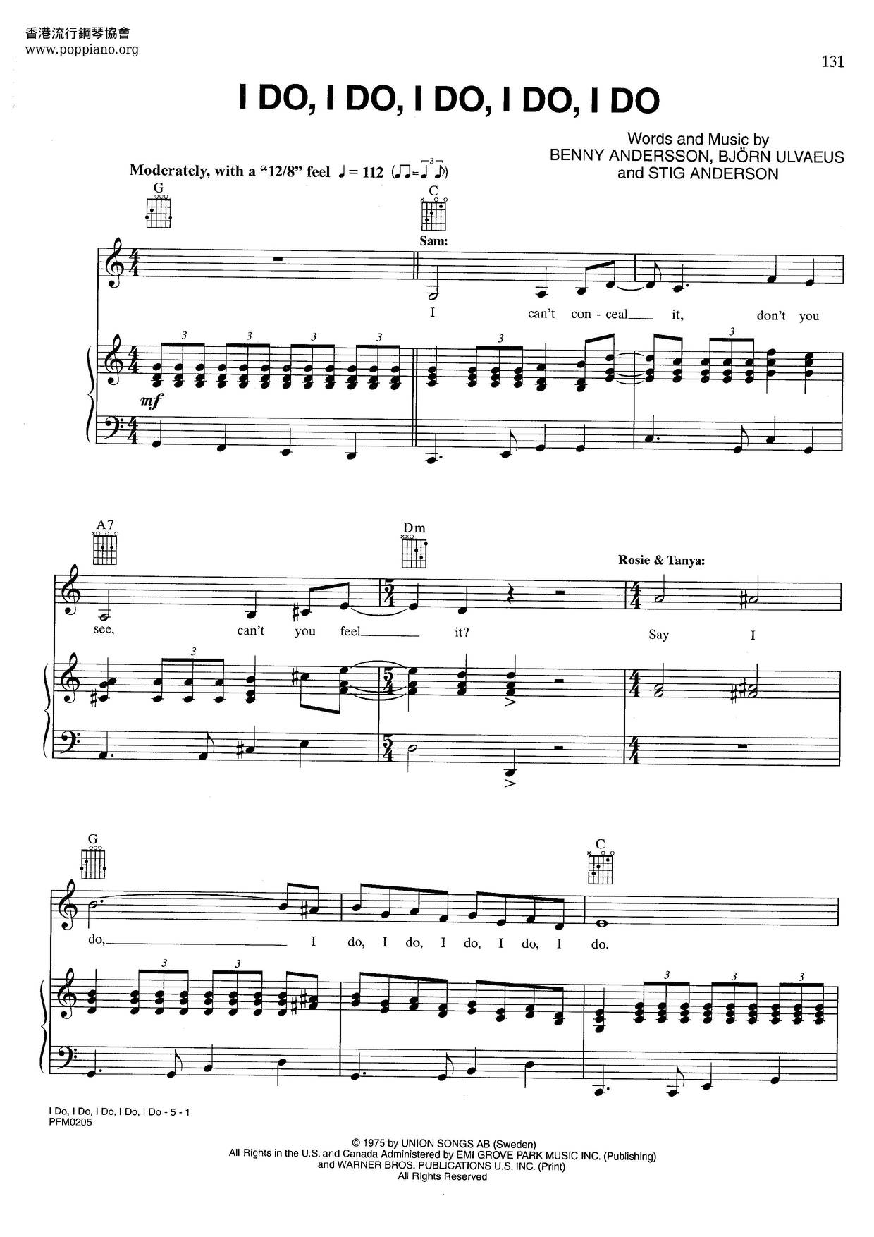 ABBA-I Do, I Do, I Do, I Do, I Do Sheet Music pdf, - Free Score Download ★